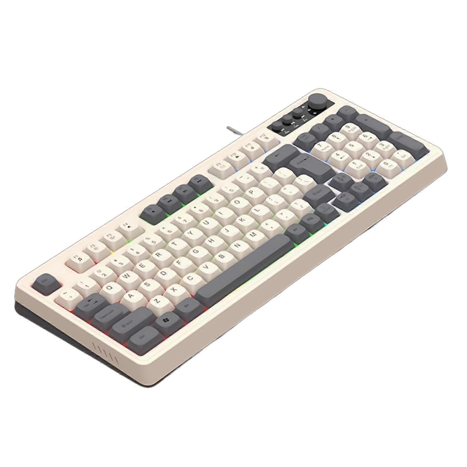 Ergonomic Keyboard with ARGB Backlights 98Keys Keyboard with USB Line ...