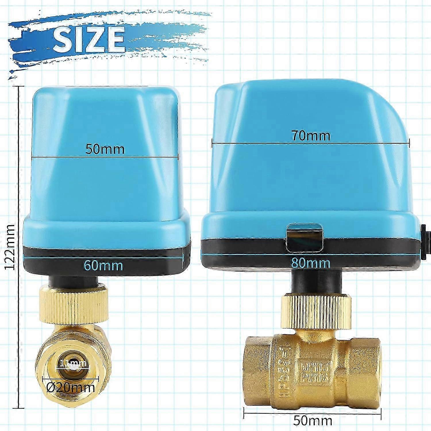 2-way motorized ball valve DN15 1/2" AC 220V motorized solenoid valve, brass valve, blue | Fruugo UK