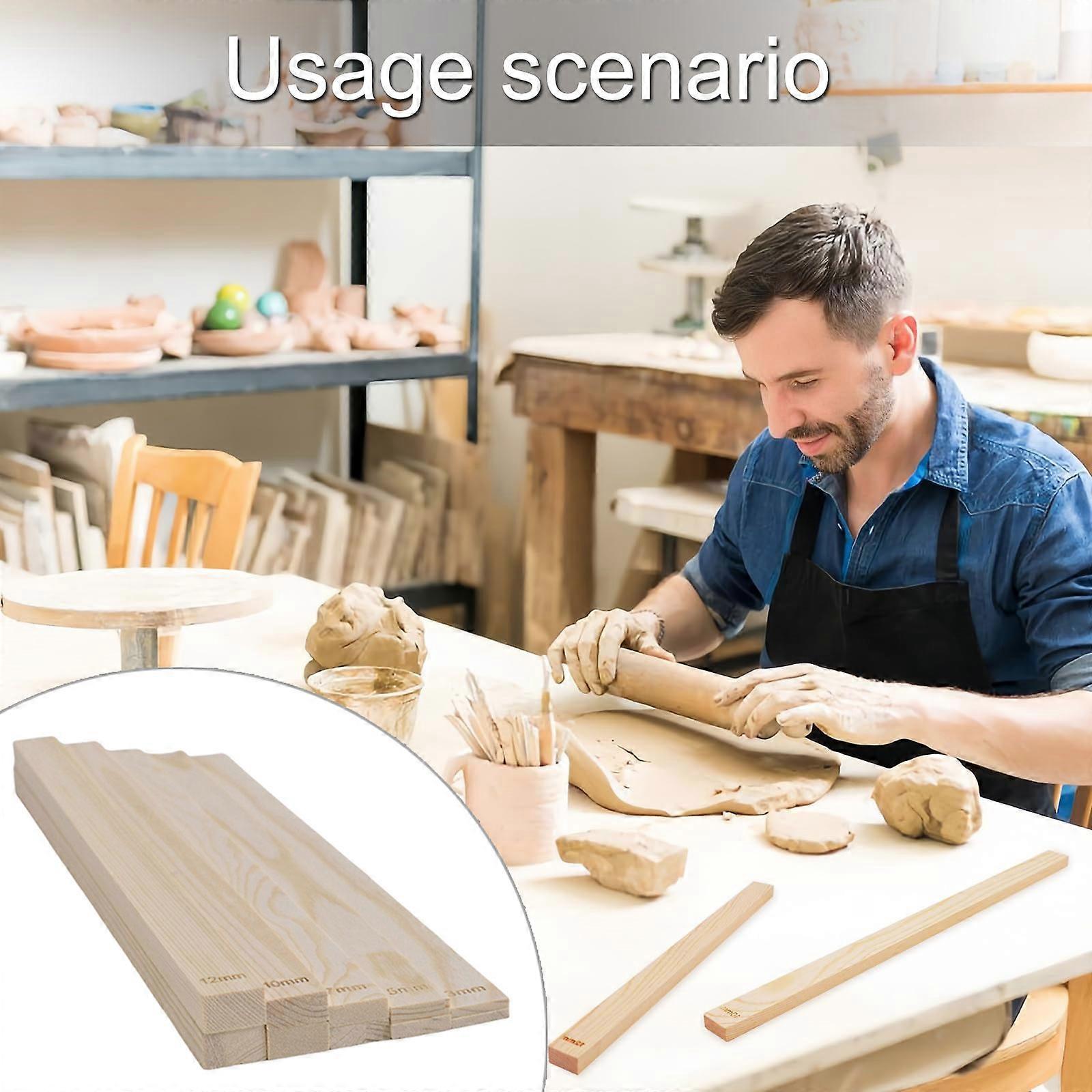 10/20x/Set Pottery Rolling Depth Guide Sticks 5/10 Size Wood Rolling ...