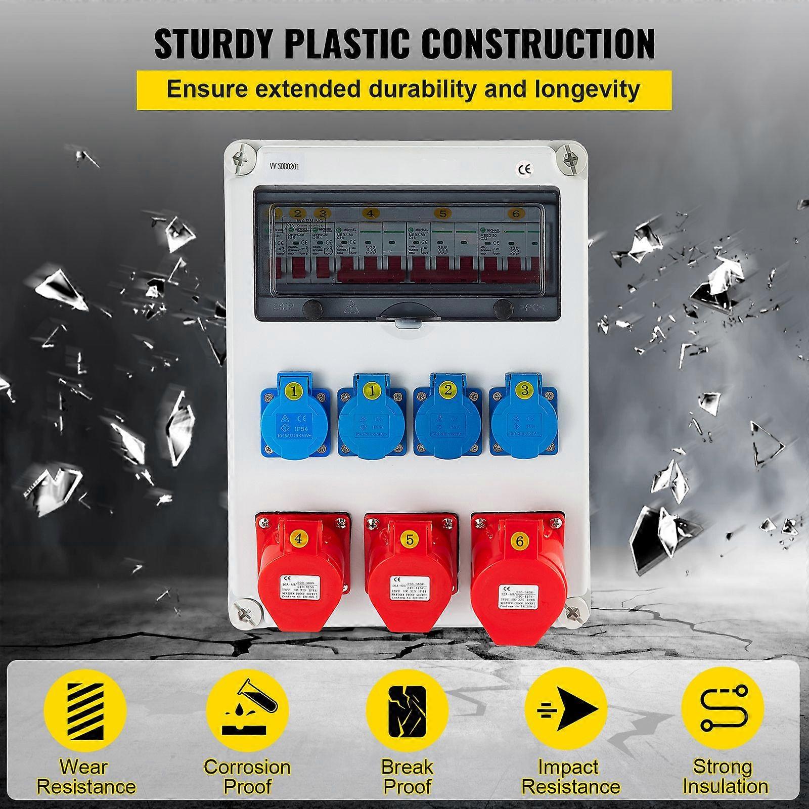 Wandstromverteiler, ABS-Kunststoff, Verteiler mit 4xSchuko-Steckdose ...