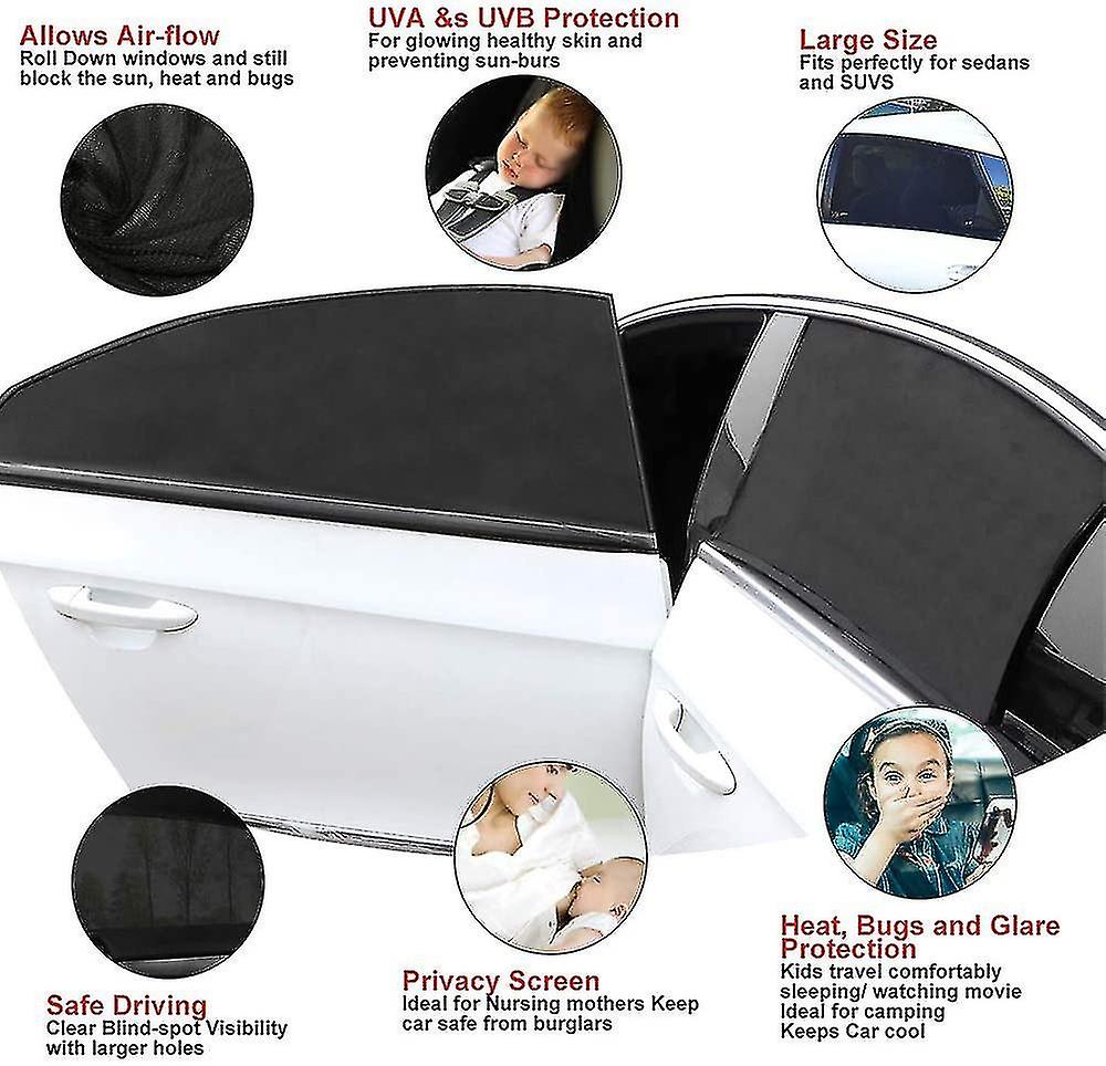 Car Window Shades 2 Pack Universal Car Sun Shades Blocking Mosquito Net ...