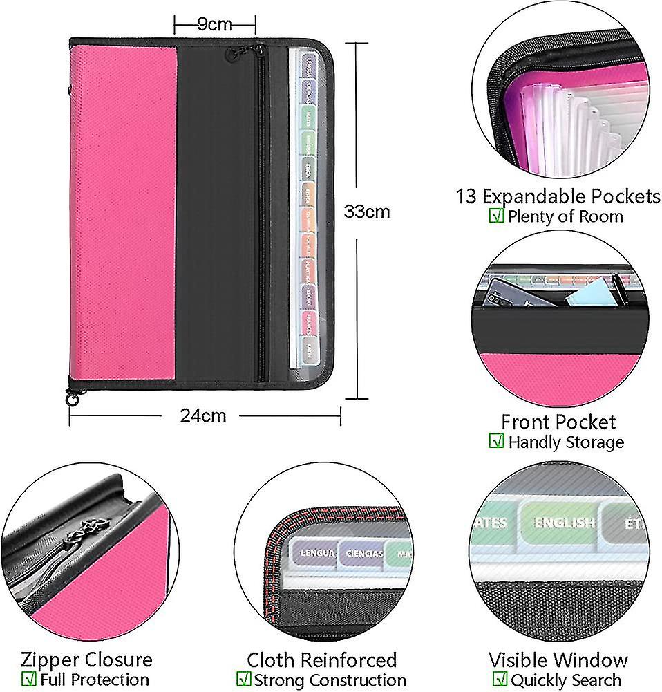 Pull-out Folder With 13 Pockets With Zipper, A4 Plastic Document ...