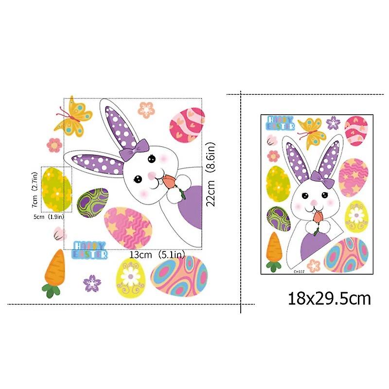Happy Easter Window Stickers Bunny Colorful Easter Rabbit Eggs Chick ...