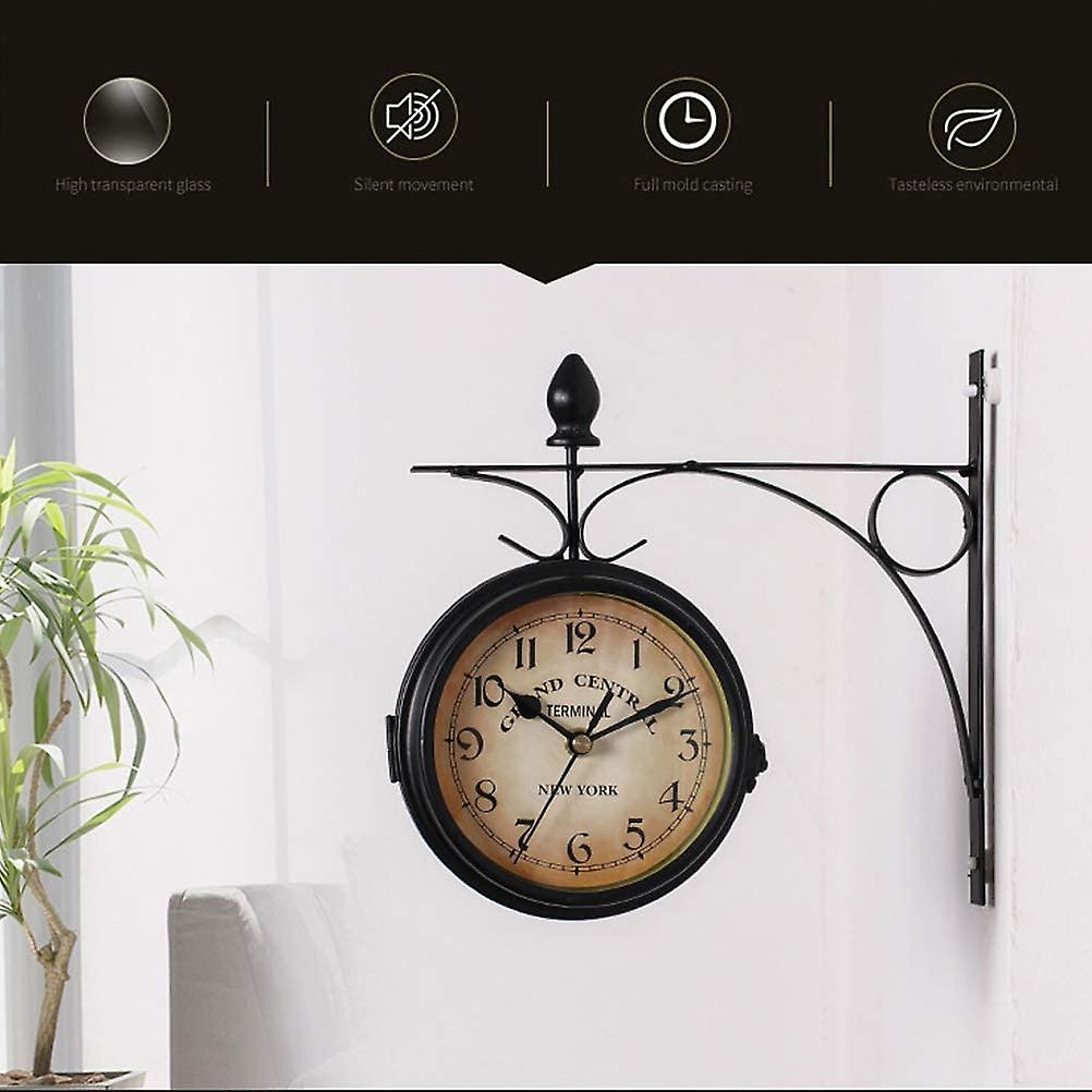 Double-sided wall clock, station clock with waterproof cover, vintage ...