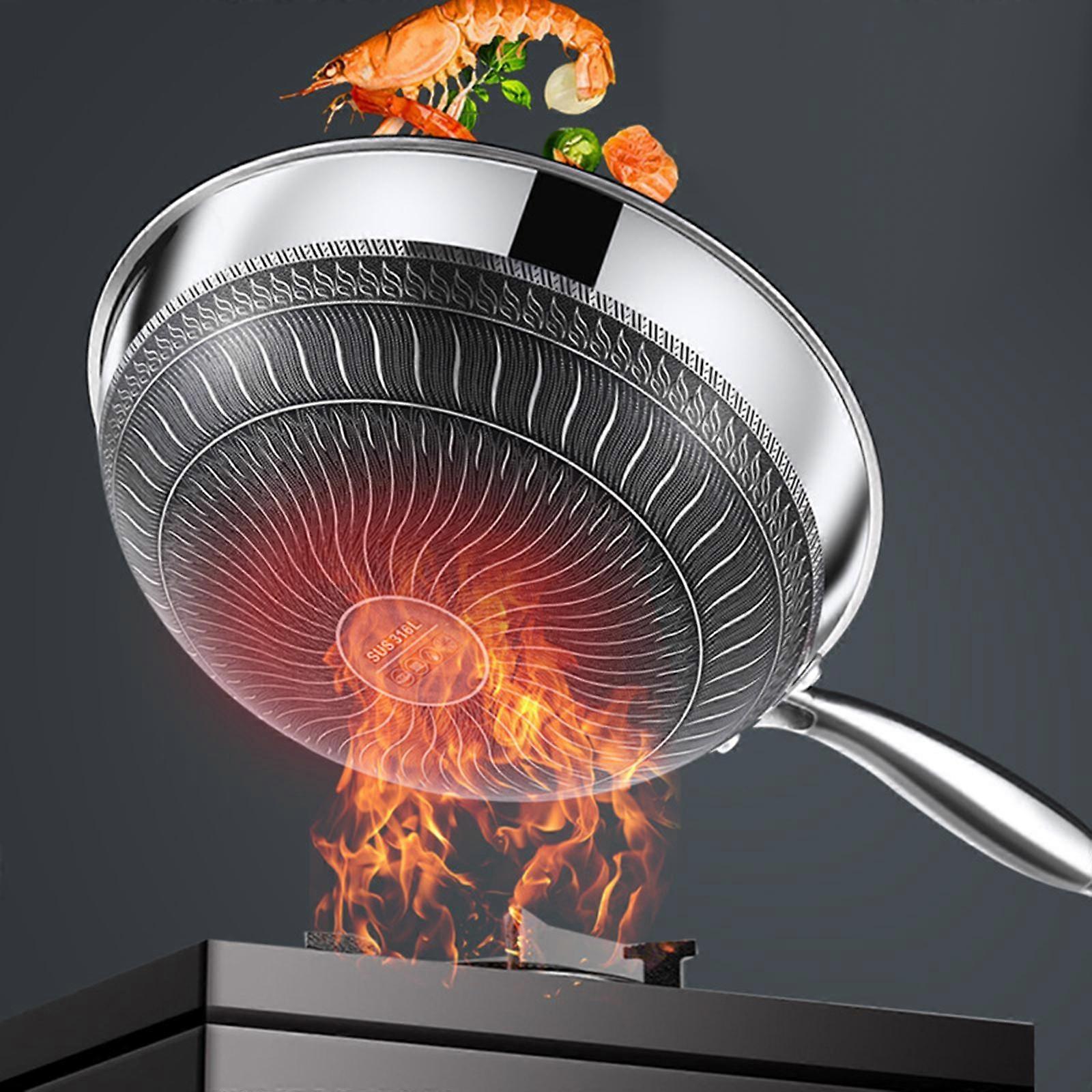 Nonstick Wok Pan Heavy Duty Stainless Steel Cooking Pot for Food Meat ...