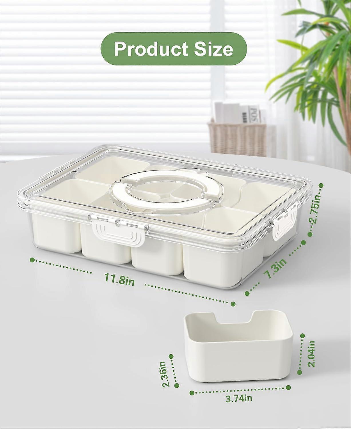 Snackle Box Container, Divided Serving Tray with Lid and Handle, Travel ...