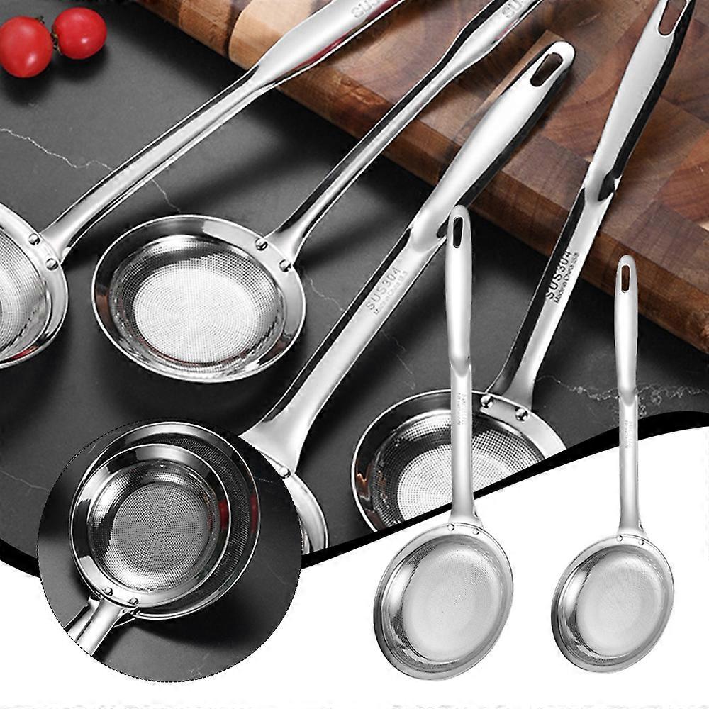 Stainless Steel Colander with Long Handle Hangable Washable Grease ...
