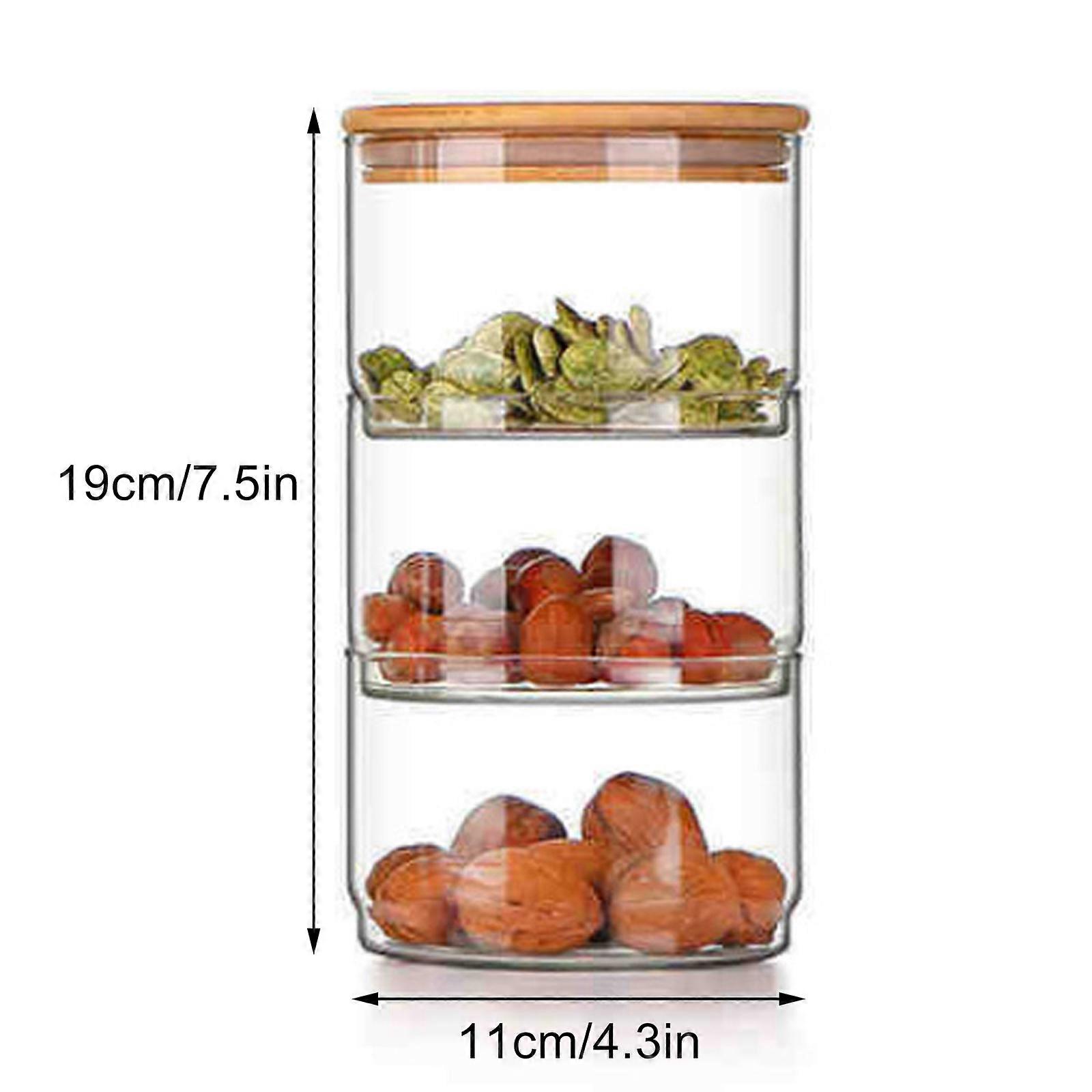 Multi-Layer Bamboo Lid Stacked Grocery Combination Organizer Storage ...