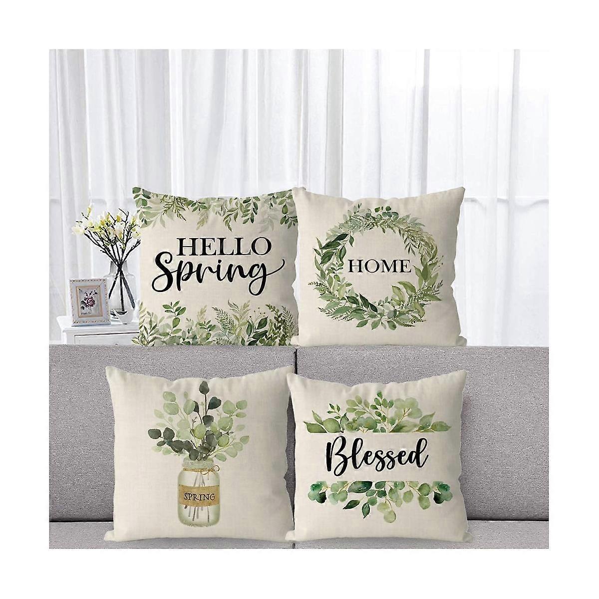 Spring Pillow Covers 18X18 Set Of 4 Spring Decorations Flowers ...