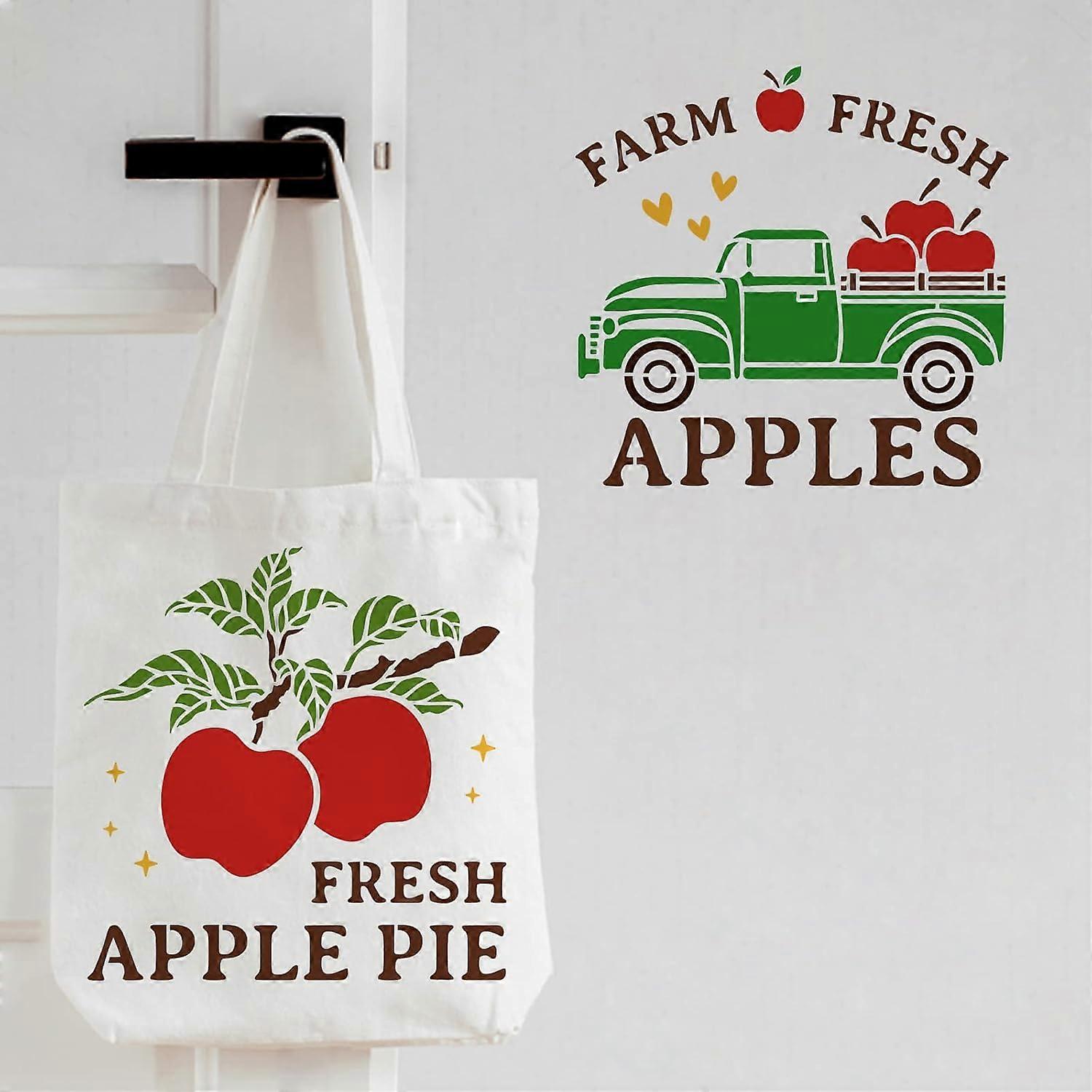 9Pcs Apple Drawing Stencil 11.8x11.8 inch Farm Apple Harvest Painting ...