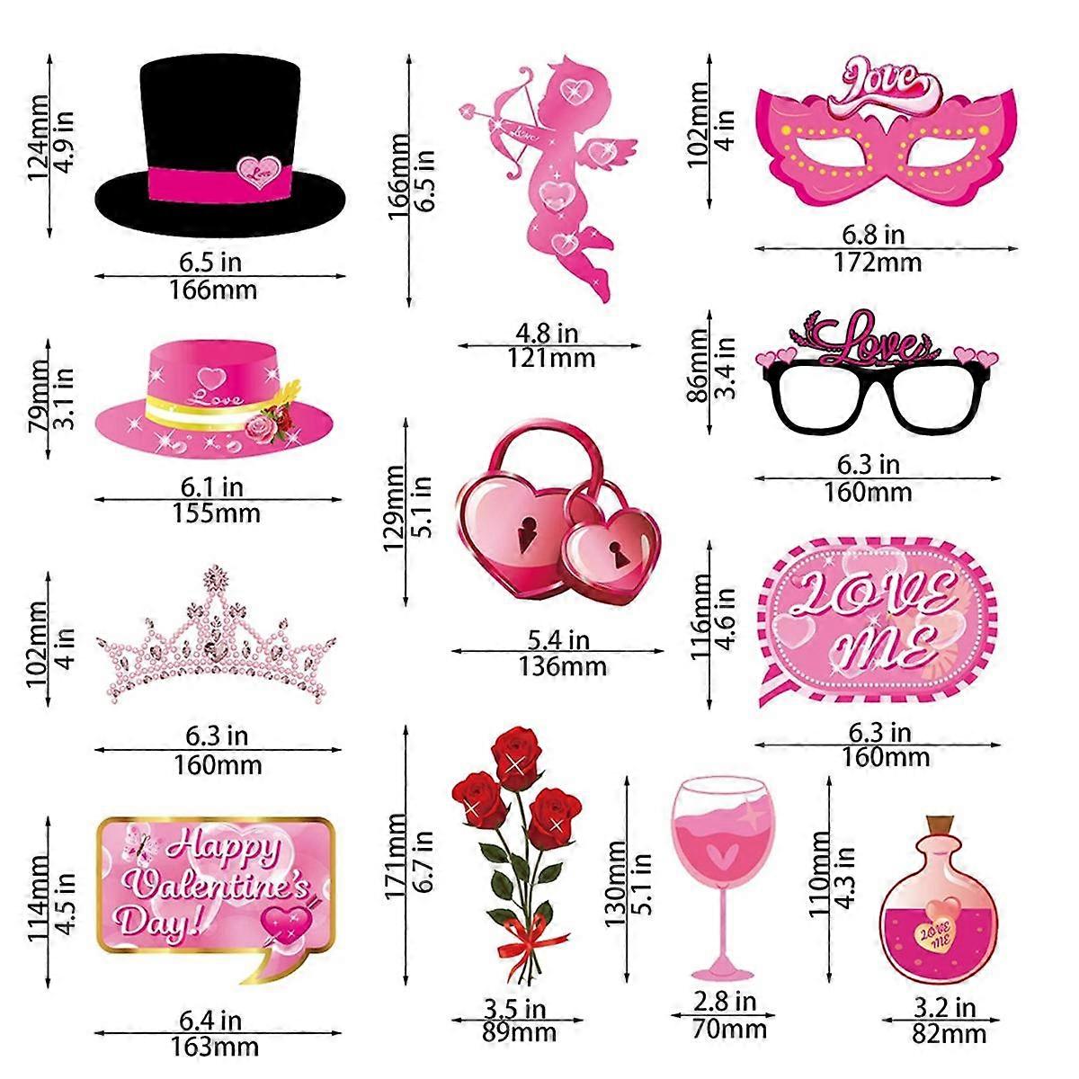 Pack of 35 Valentine'S Day Photo Booth Props Party Decorations with ...