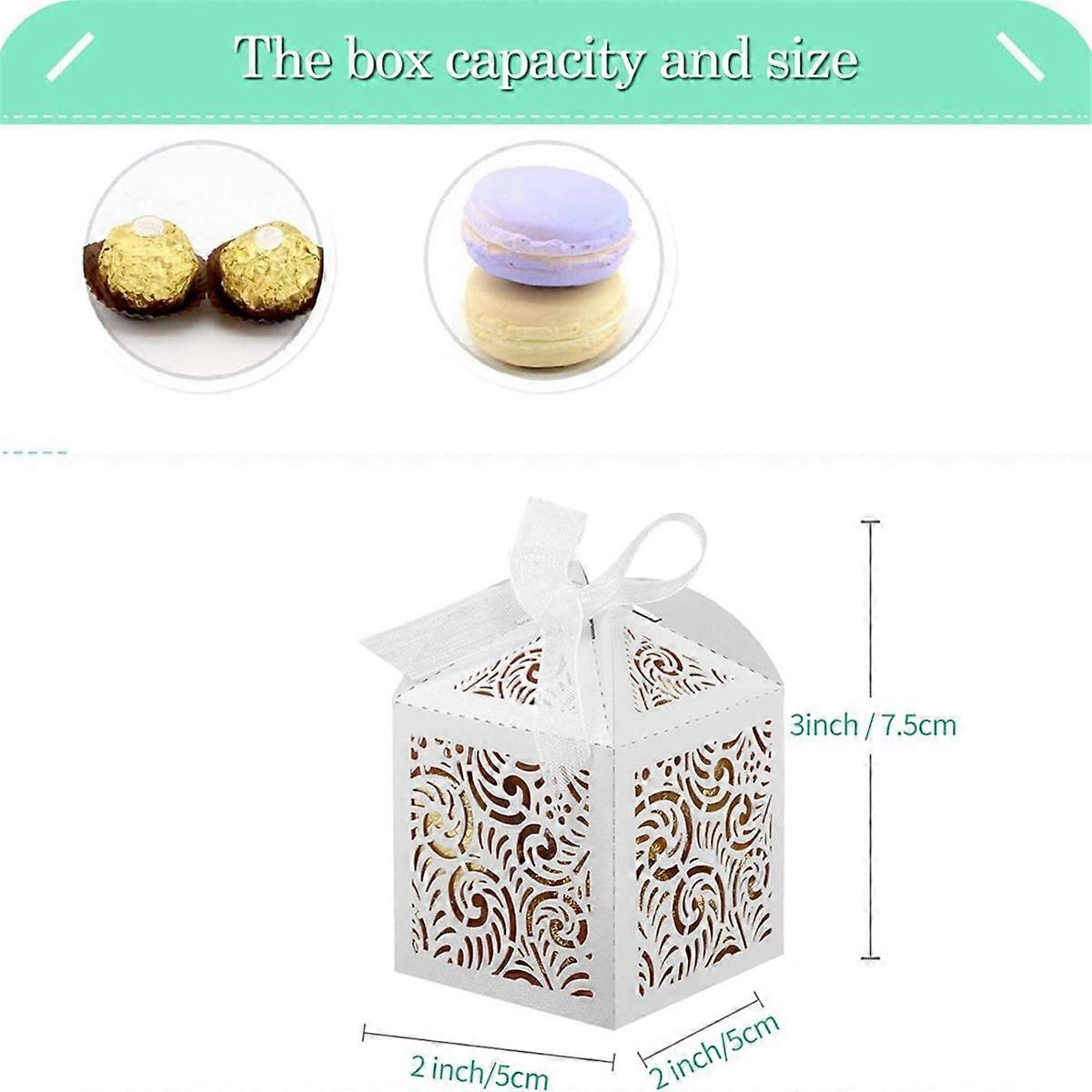 100Pcs Laser Cut Favor Boxes, 2X2Inch Small Gift Boxes for Presents ...