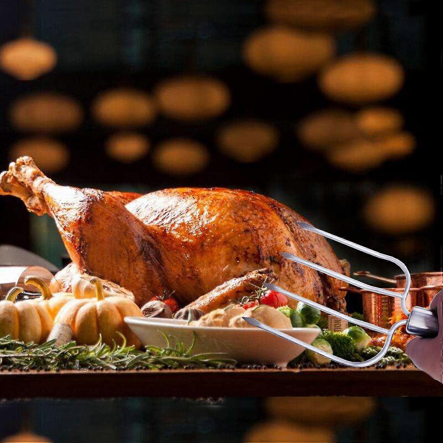 Stainless Steel Turkey And Poultry Lifters Set Of 2 - Four Needle Meat ...