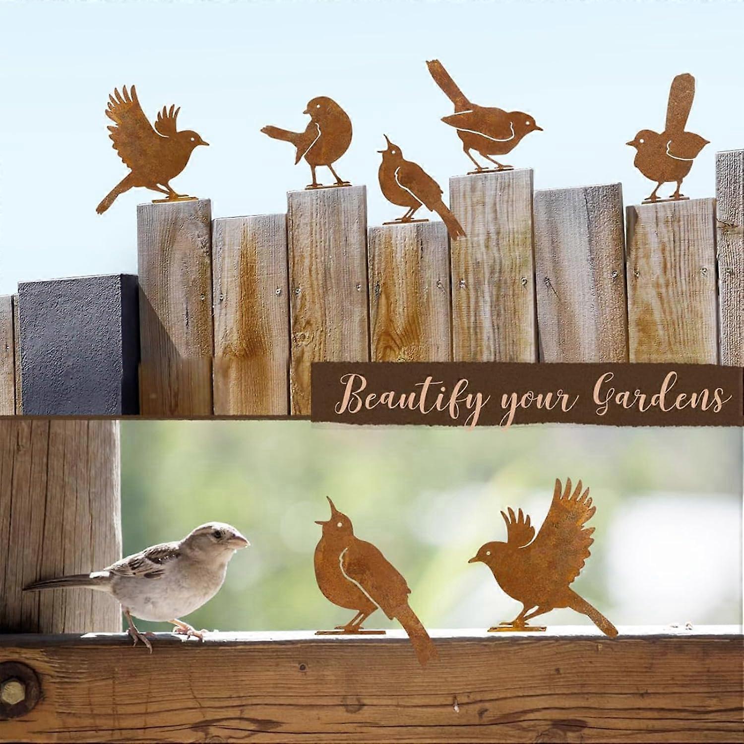 5Pcs Rusty Birds Decoration, Metal Birds Yard Decor, Metal Birds Craft ...