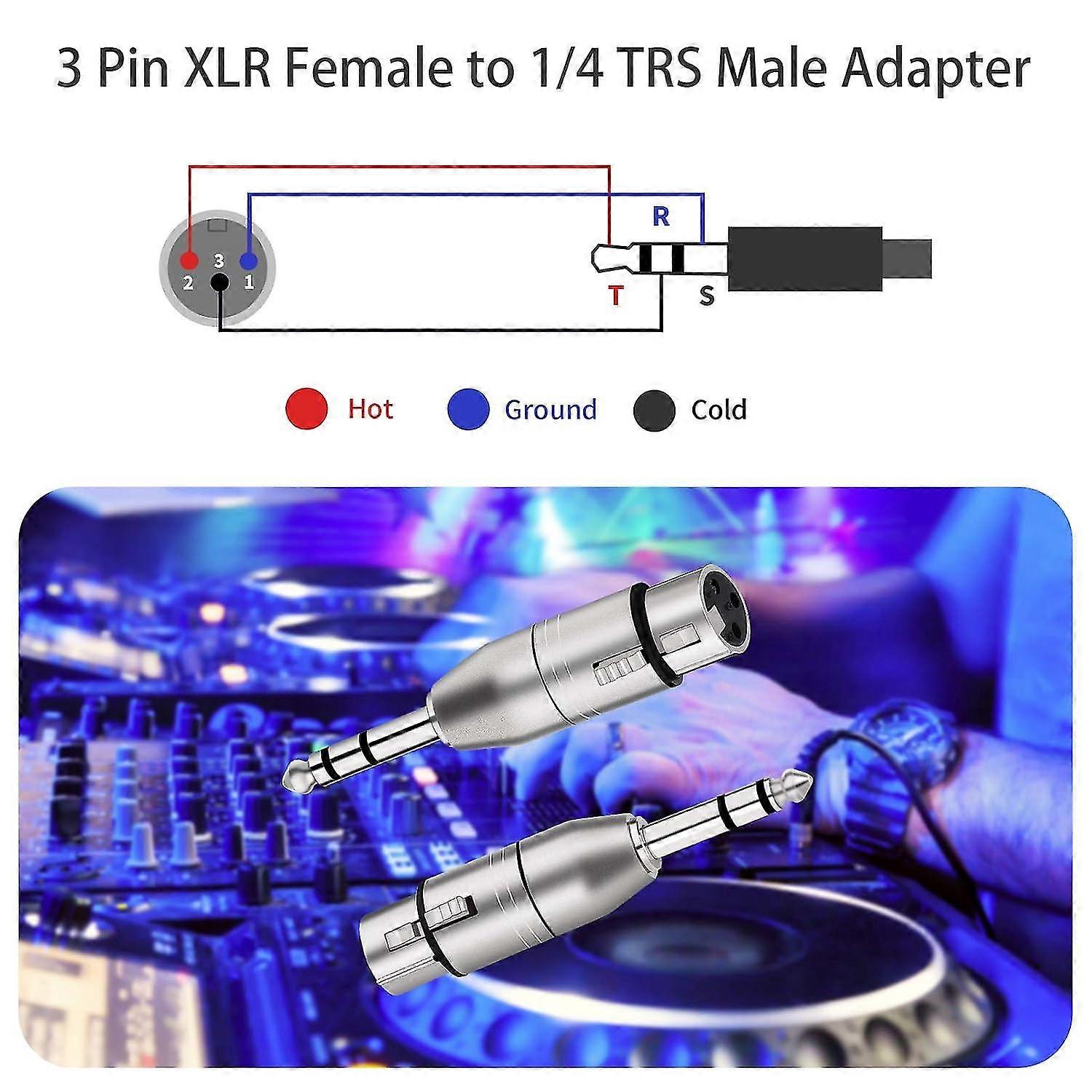 Xlr To Jack Trs Adapter - Balanced Female Xlr To 6.35mm Male (2 Pack ...