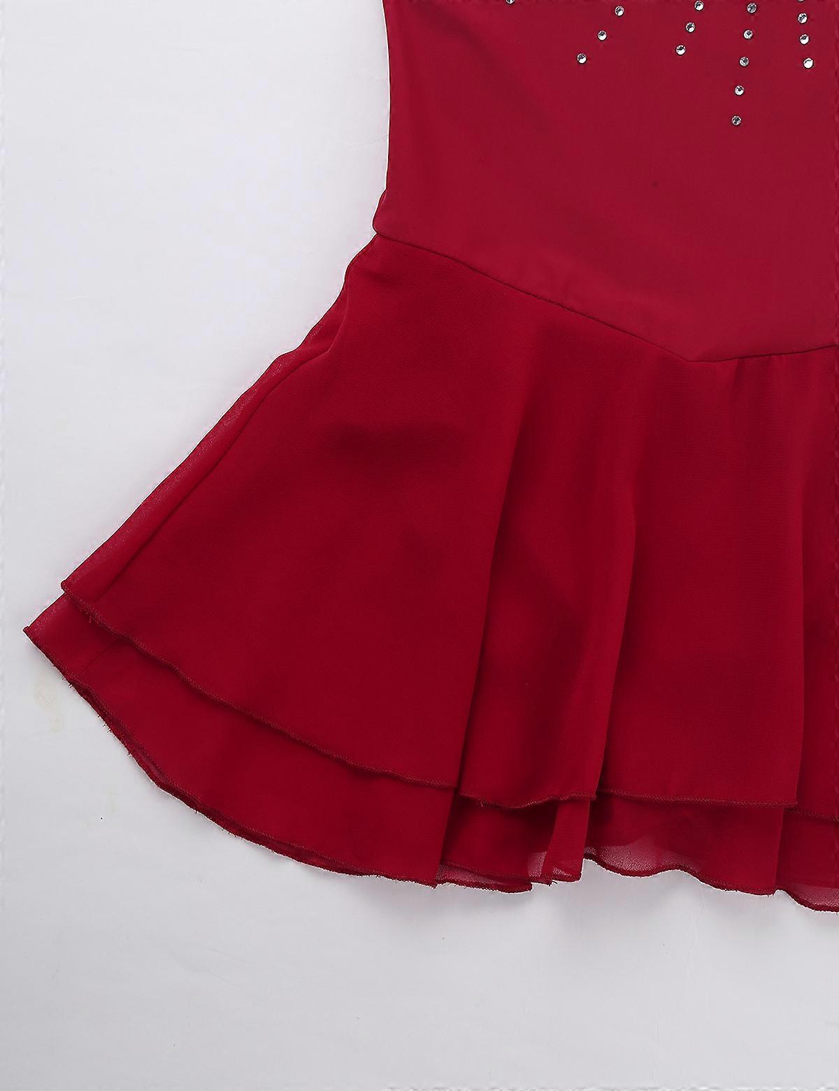 Kids Girls Ballet Dance Costumes Sparkly Rhinestone Mesh Splice Figure ...