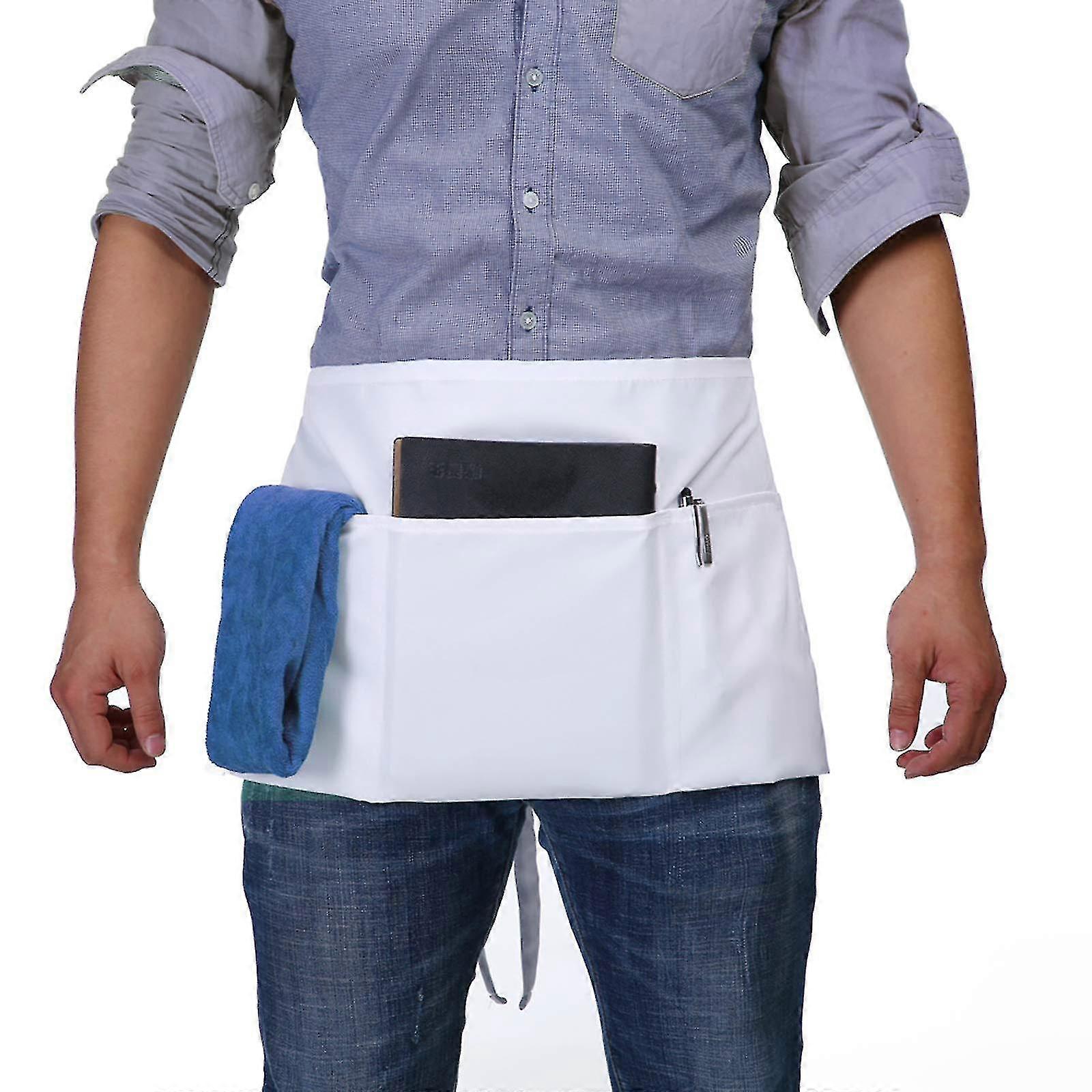 Waist Apron with 3 Pockets - Waitress Waitress Short Apron (White) Tw ...