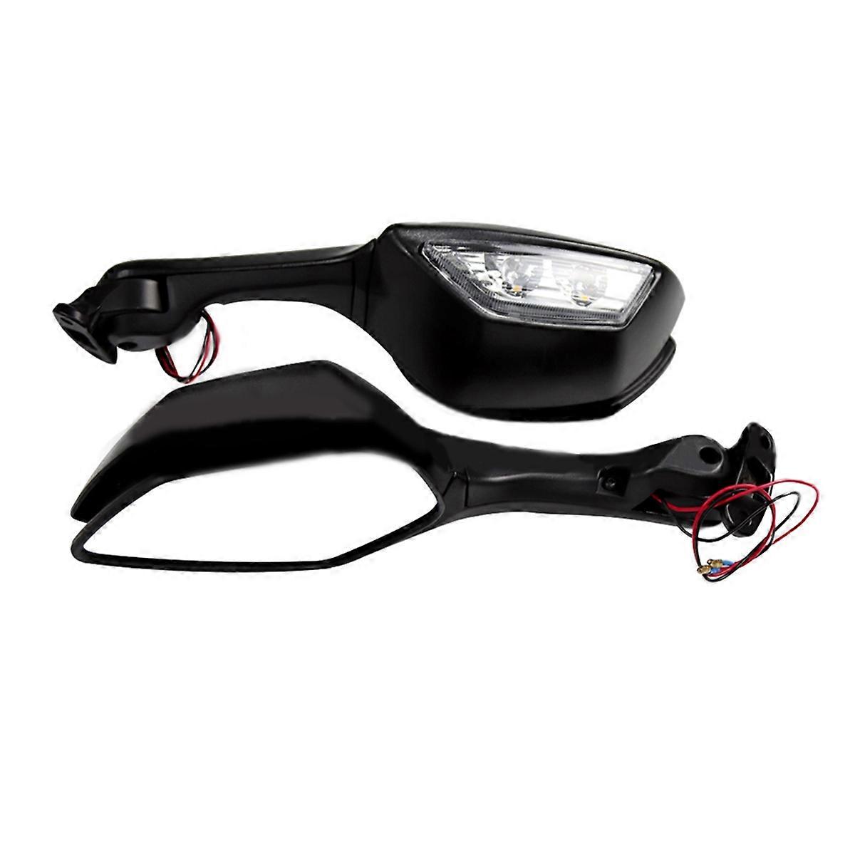Motorcycle Rearview Mirrors with LED Turn Signals Lights for -10R ZX10R ...