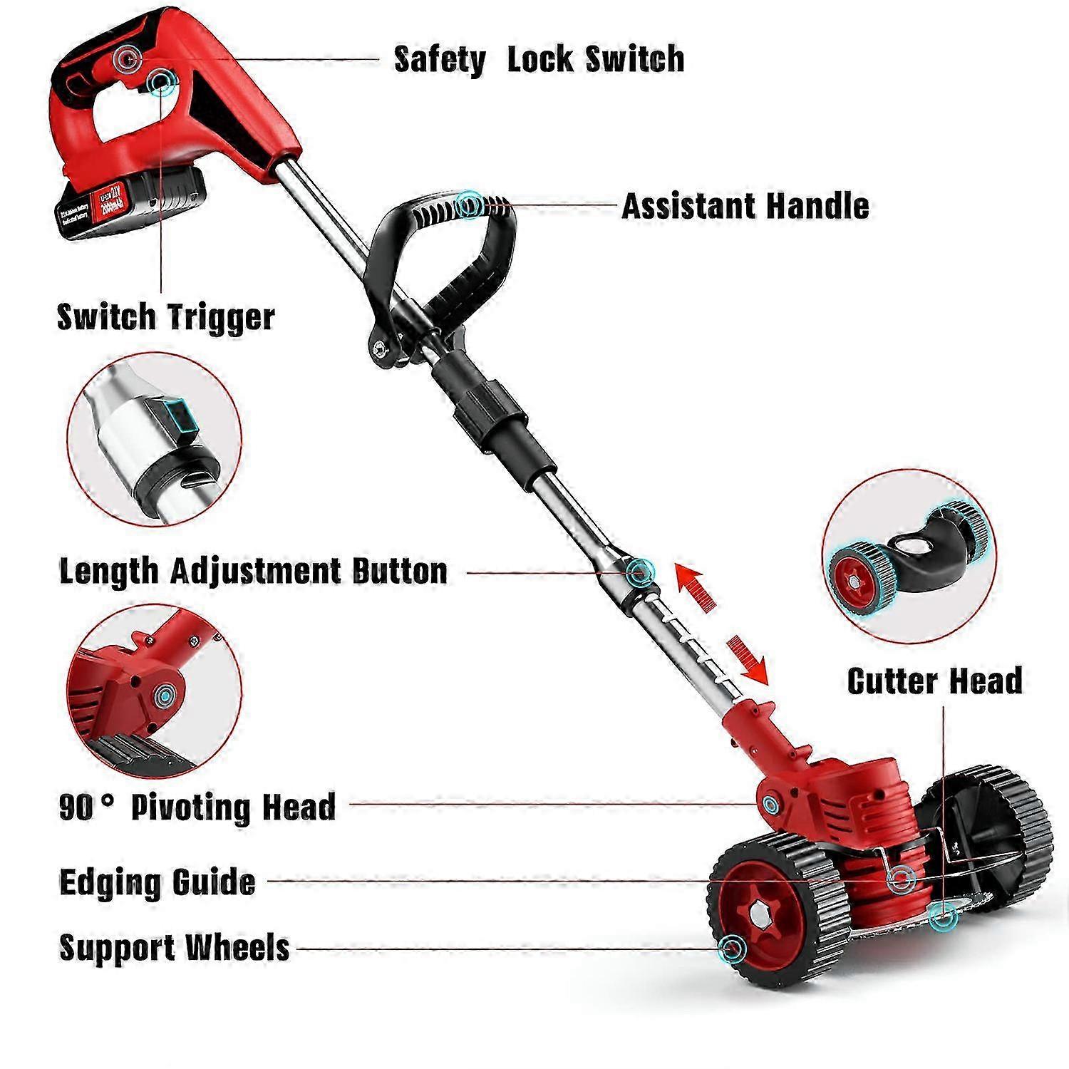 Cordless weed wacker on wheels for easy lawn care and trimming | Fruugo UK