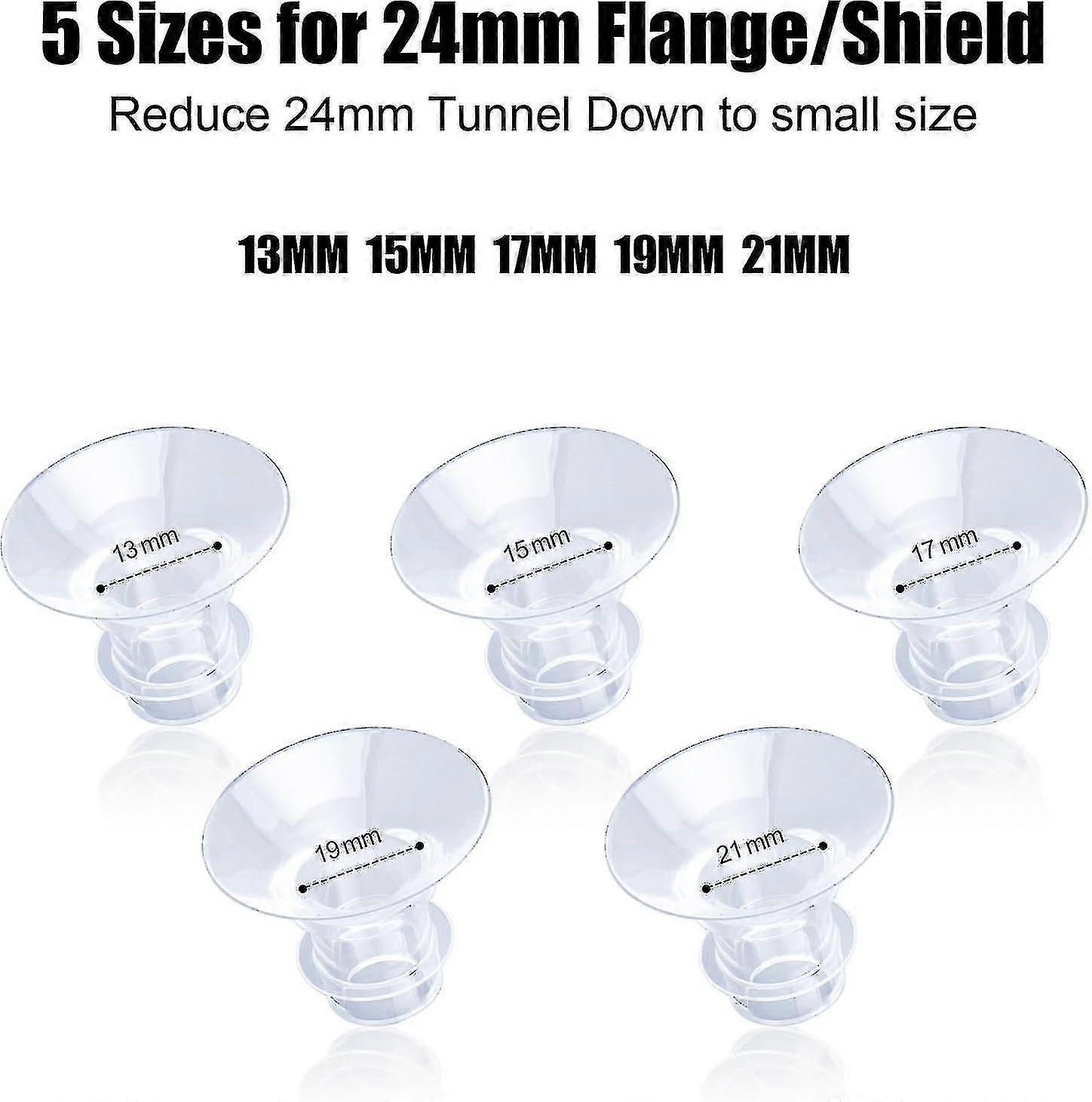 10pcs Flange Inserts, 13/15/17/19/21mm Silicone Breast Pump Flange ...