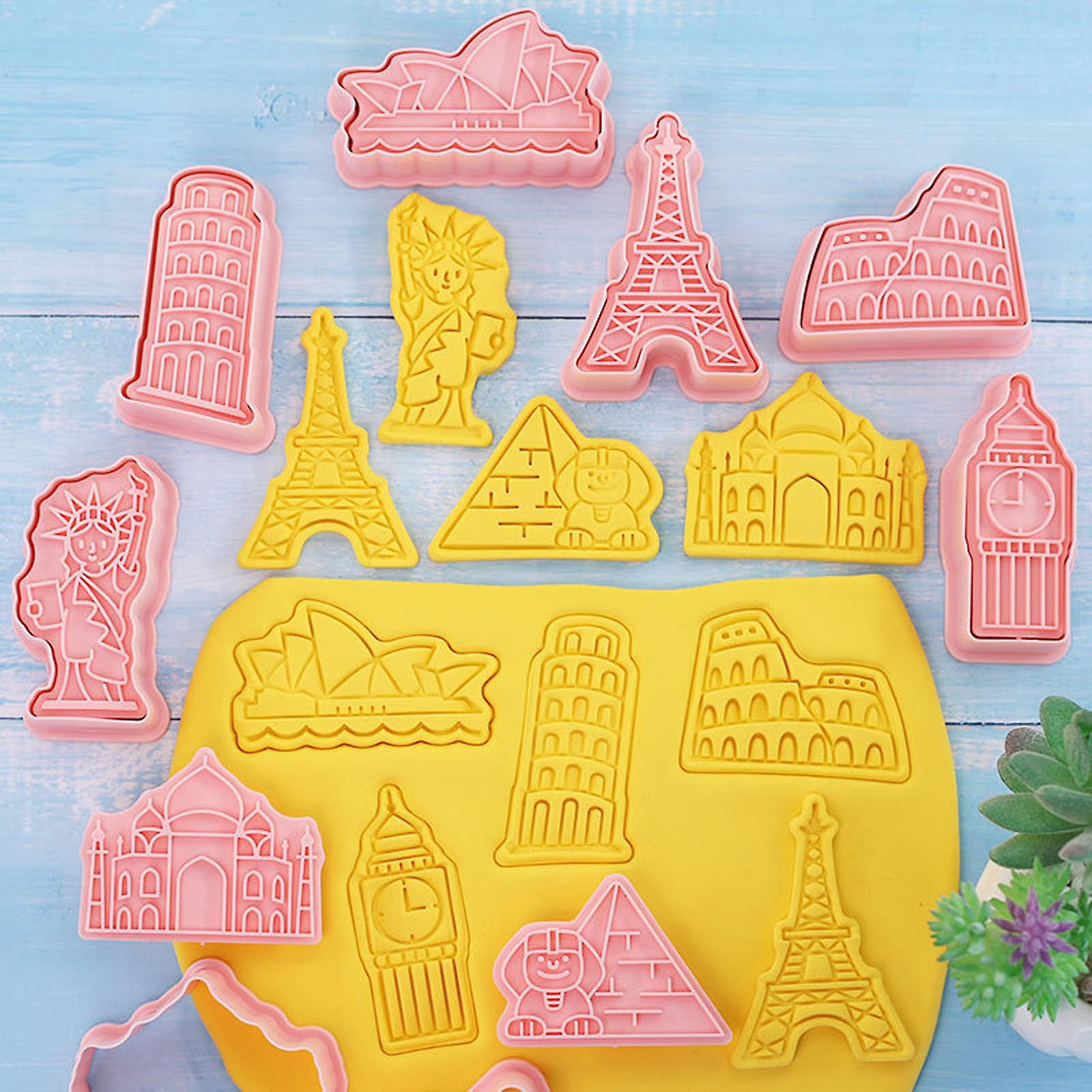 8x Landmark Building Cookie Cutters Plastic Cartoon 3d Cookie Stamps ...