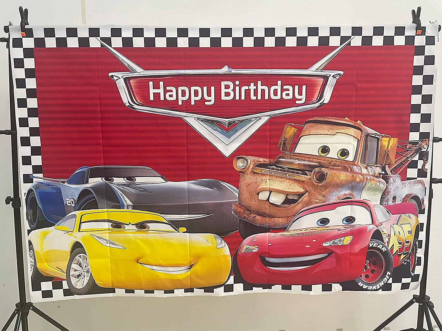 7x5ft Cartoon Racing Mobilization Birthday Themed Backdrops Racing Flag ...