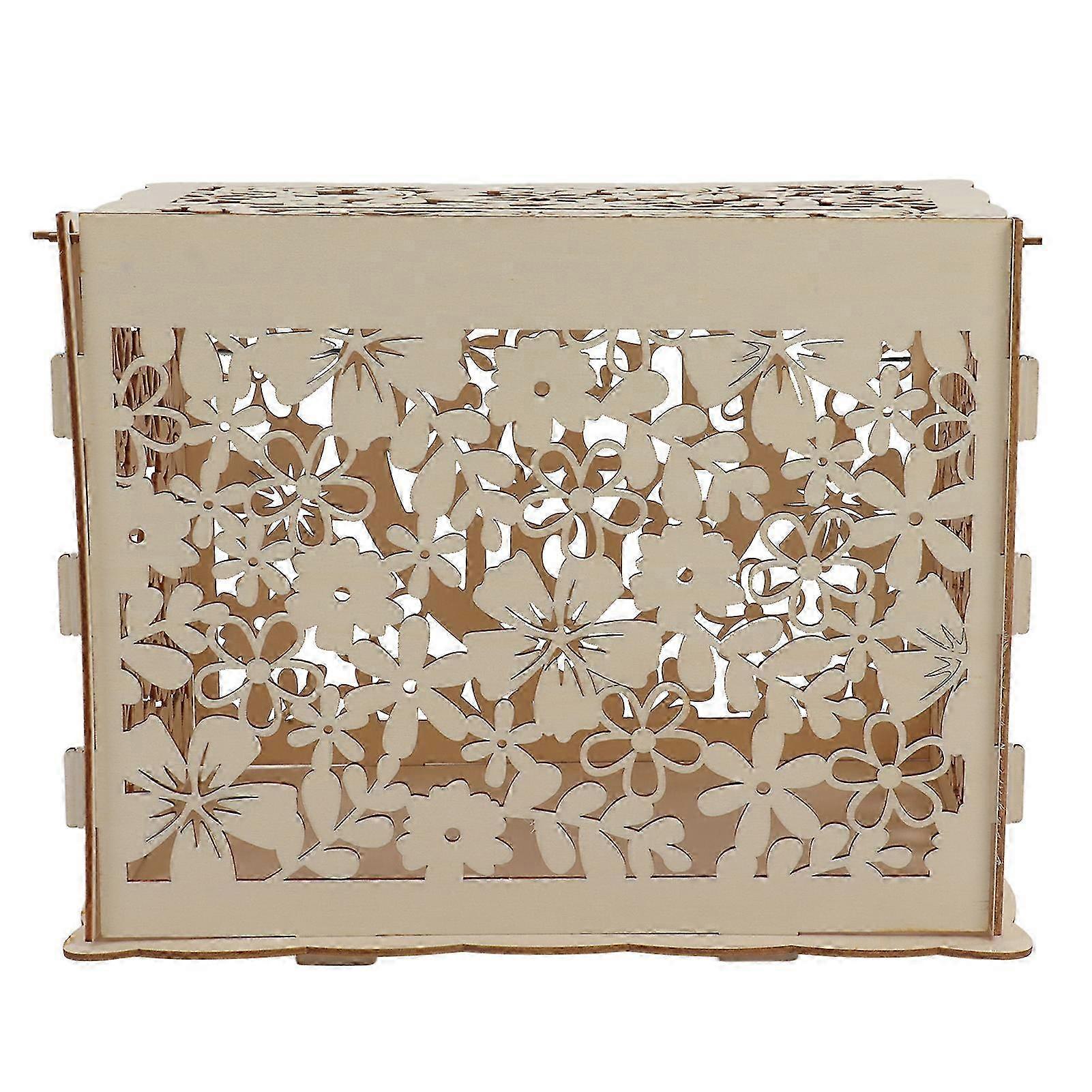 Wedding Card Box,DIY Hollow Wooden Box Wood Wedding Reception Box DIY ...