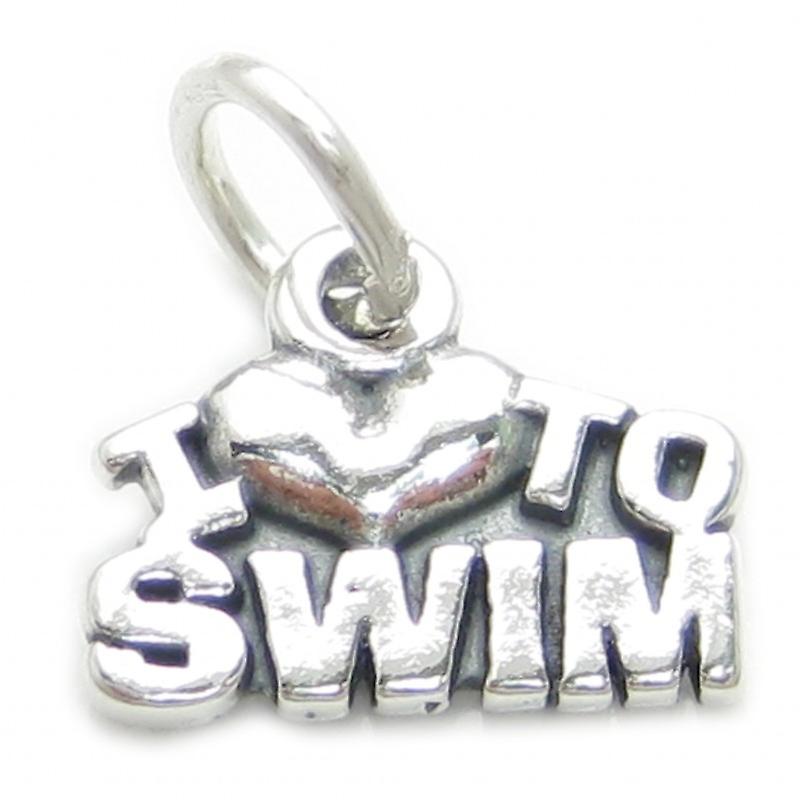 I Love To Swim Sterling Silver Charm .925 X 1 Swimming Swimmer Charms ...