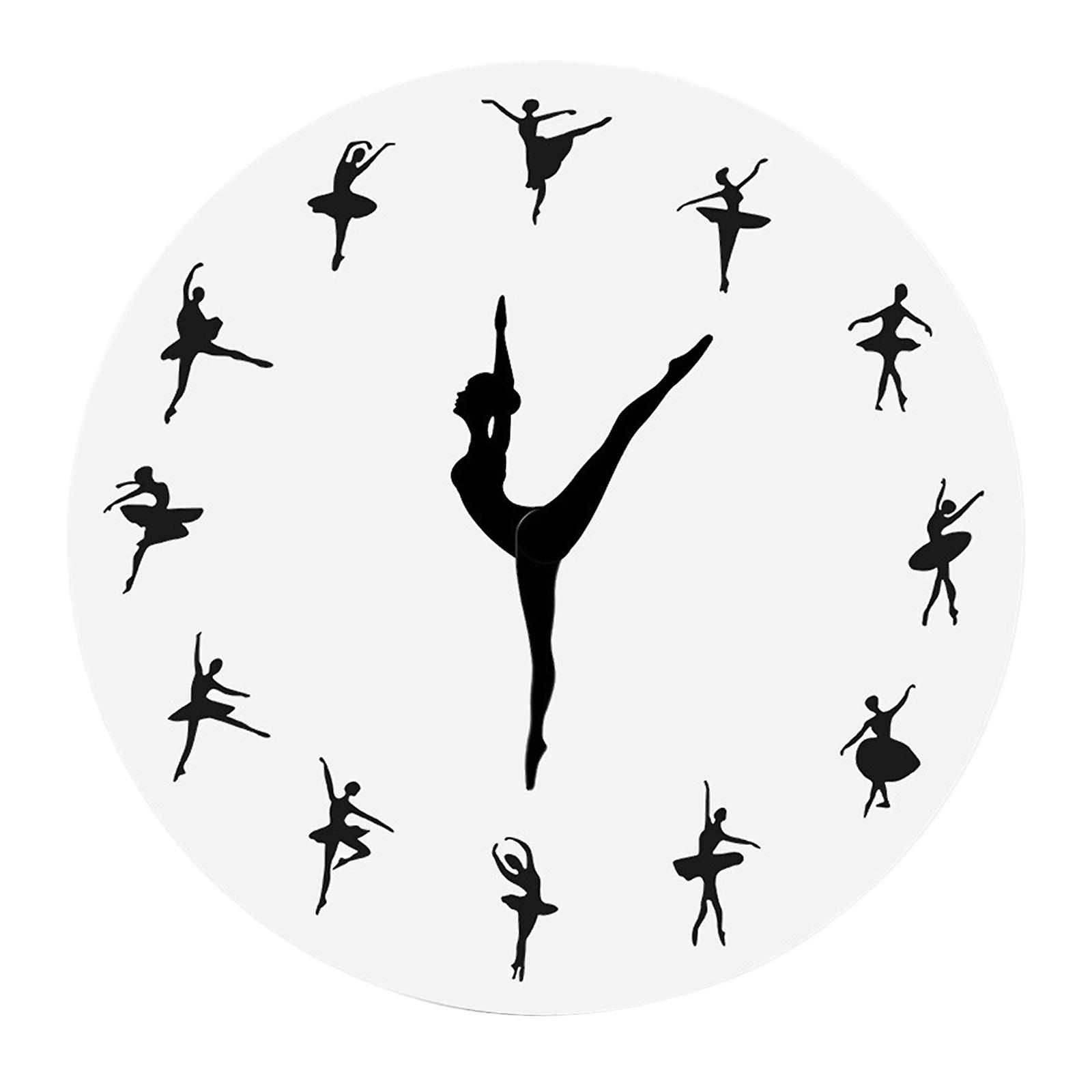 Ballerina Wall Clock Ballet Dancing Girl Wall Clock for Kitchen Indoor ...