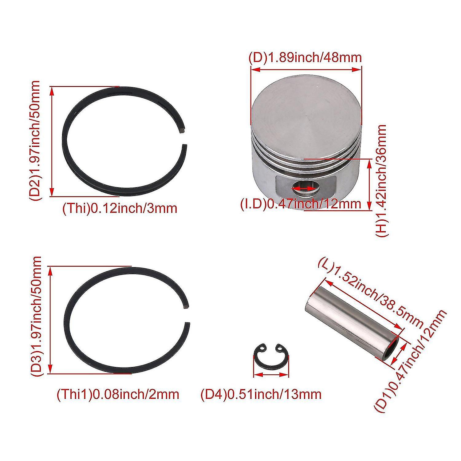 For 48 Metal Piston Accessory Sets for Air Compressor with Piston Rings ...