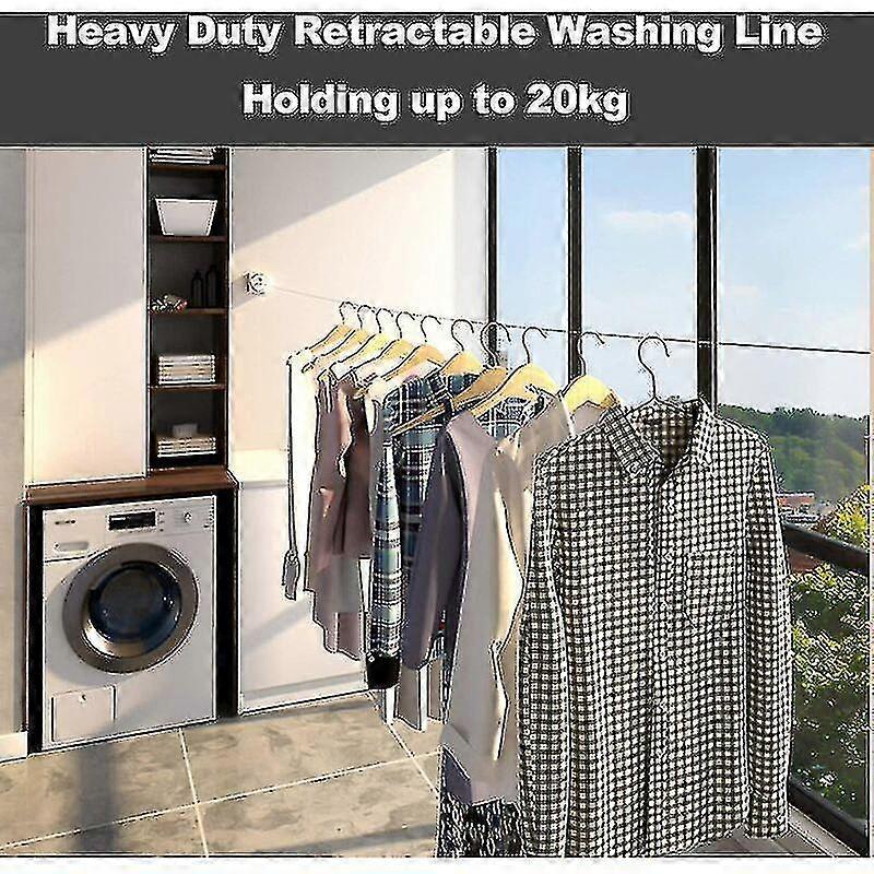 Retractable Washing Line Outdoor Expandable Clothesline Wall Mounted ...