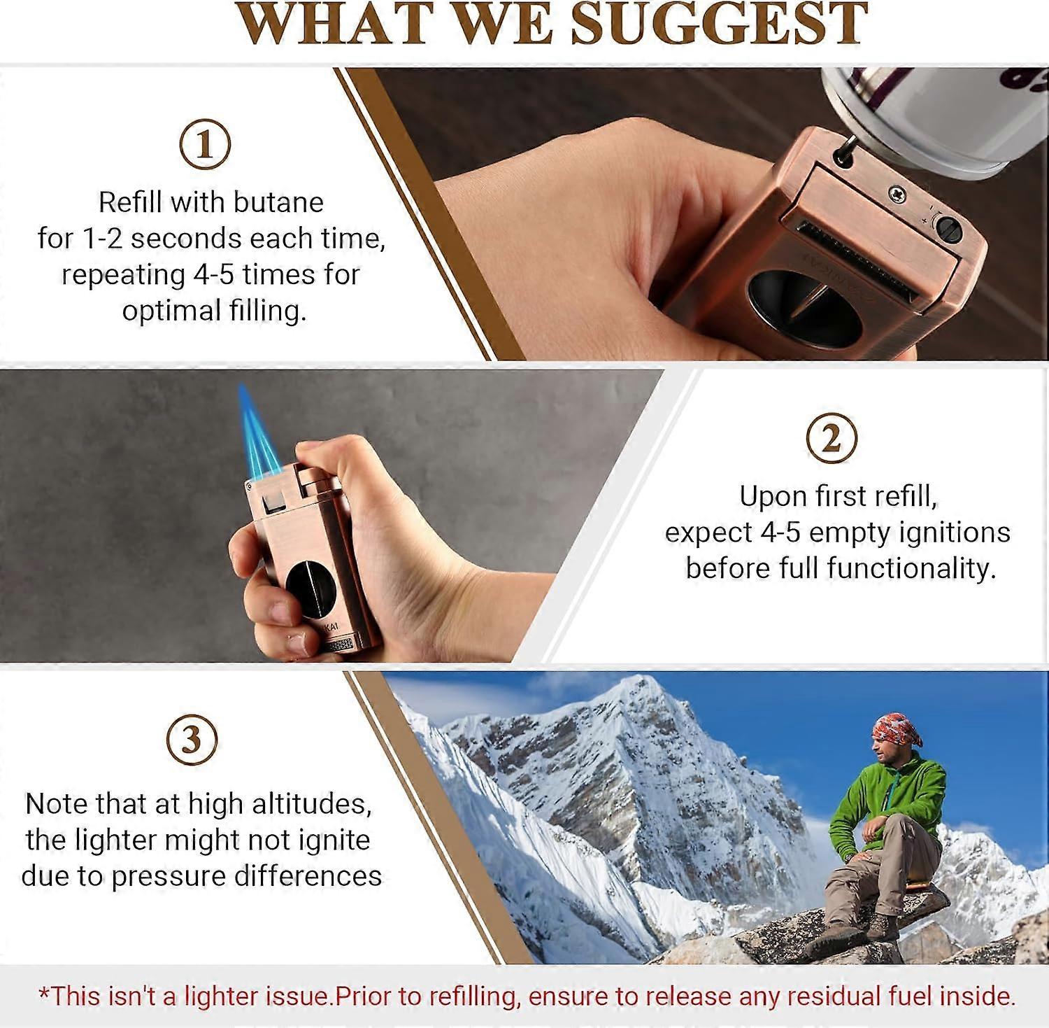 FANKAI Cigar Torch Lighter with Cigar Cutter V Cut Cigar Punch Cigar ...