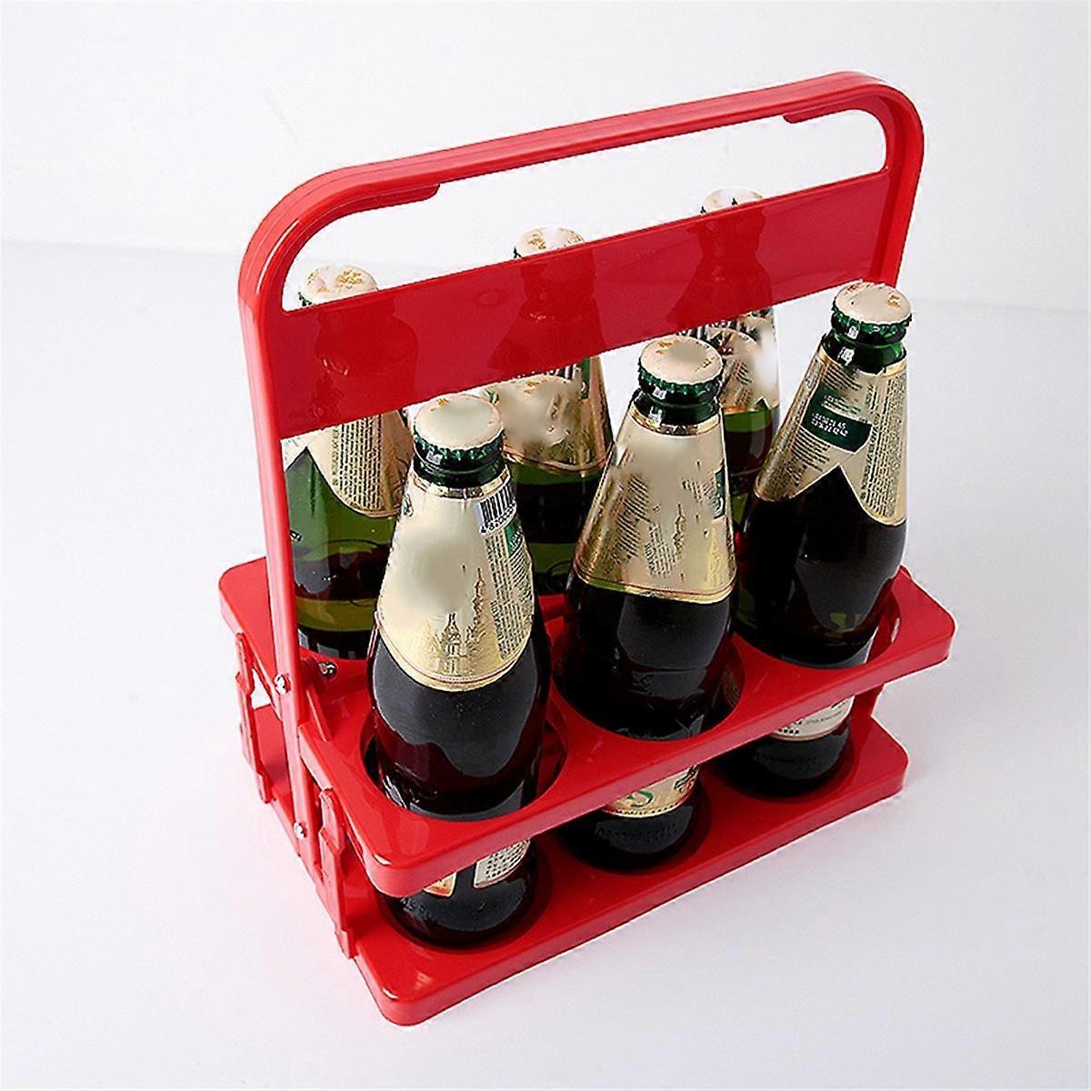 6 Hole Foldable Beer Bottle Holder, Handle Portable Use Wine Storage ...