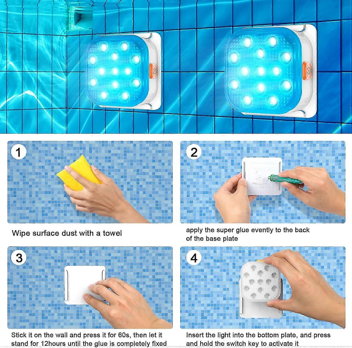 Rechargeable Submersible LED Pool Lights with Remote, Waterproof Underwater Charging Battery ...