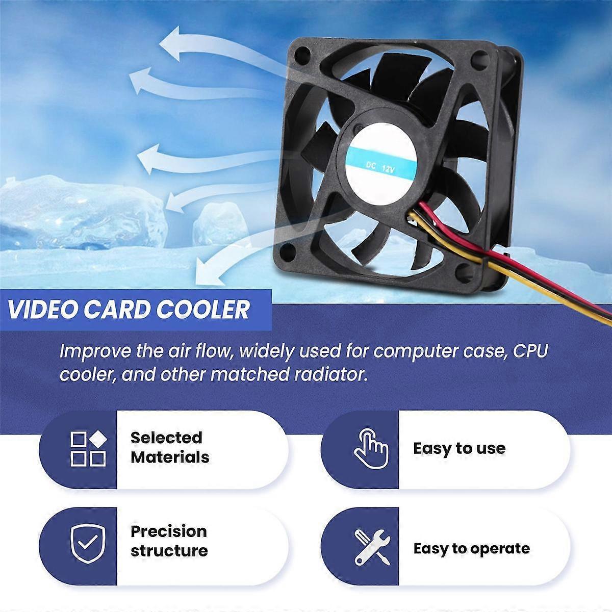 60Mm 6Cm DC 12V 3 Pin Computer Case CPU Cooler Cooling Fan Black 2 Pcs ...