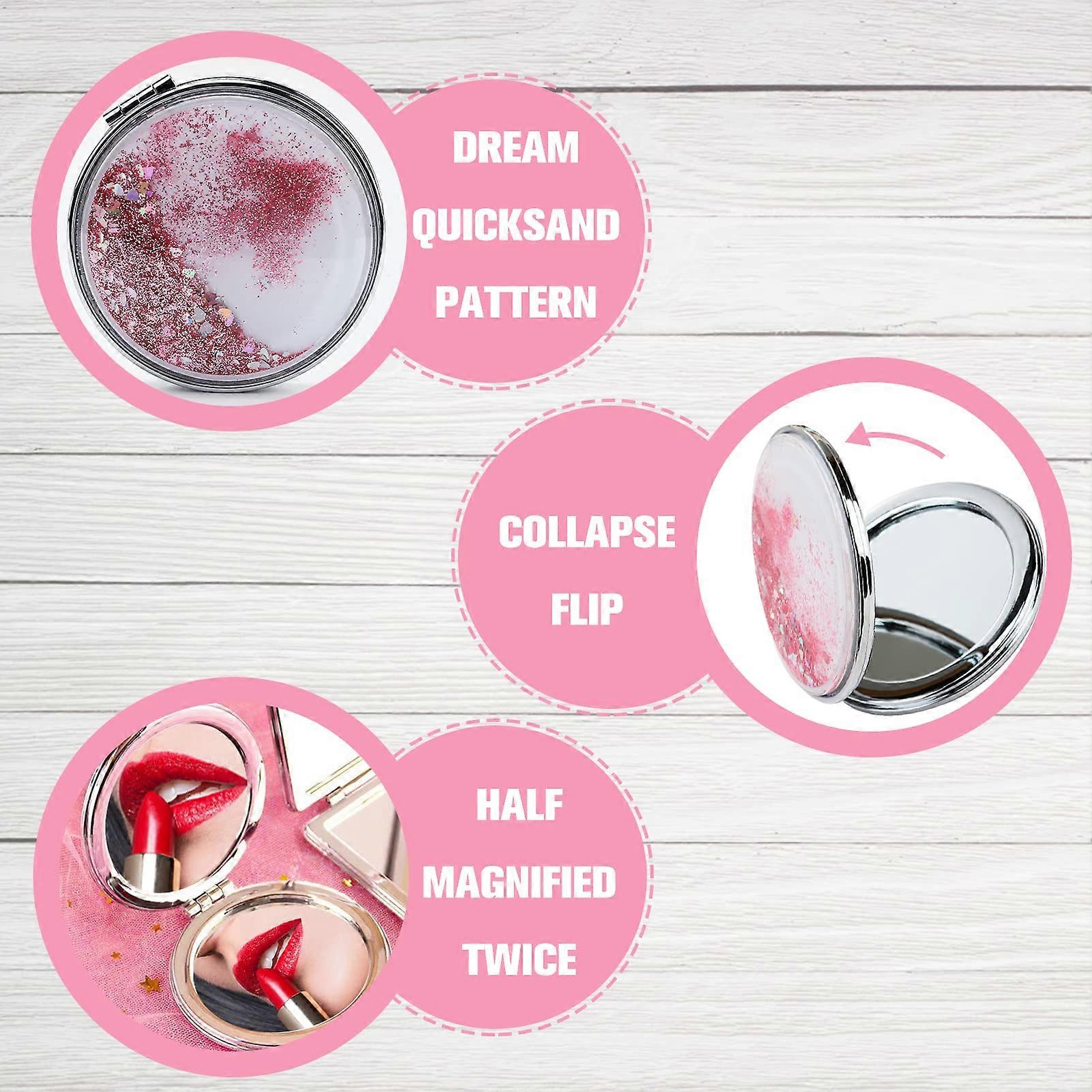 Compact Makeup Mirror Mini Round Female Folding Mirror Metal Pocket ...