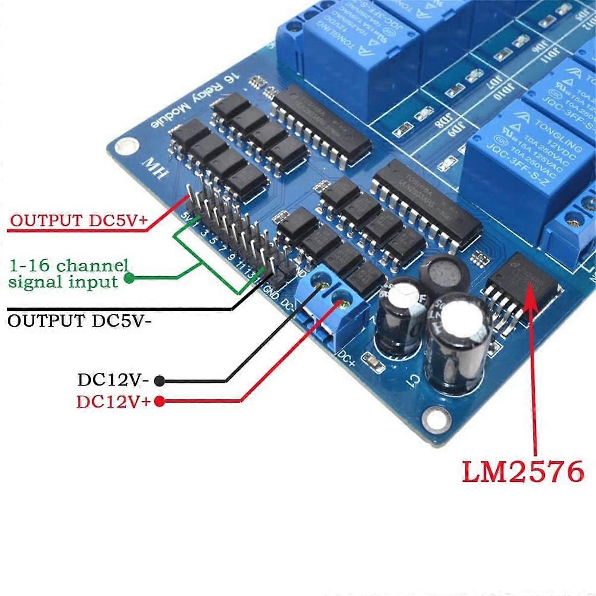 16 Channel 12V Relay Module with Optocoupler Low Level Trigger ...