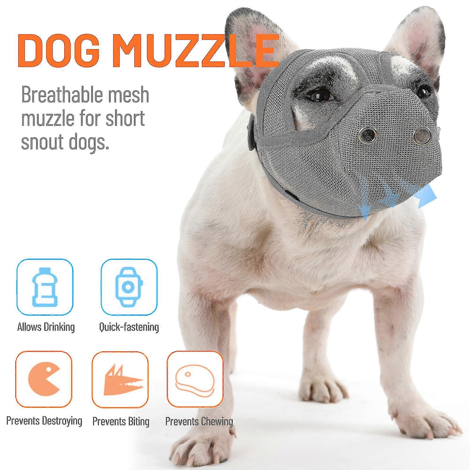 Short Snout Dog Muzzles,bulldog Muzzle Adjustable Breathable Mesh Dog ...