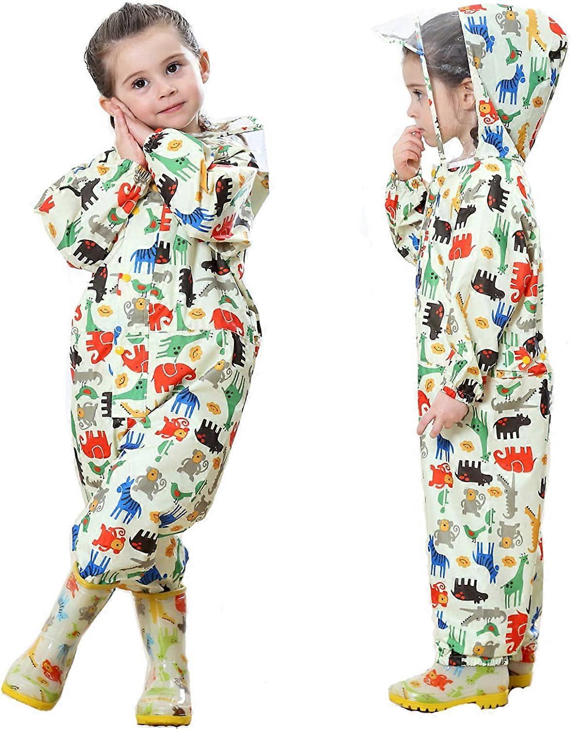 Raincoat Kids Hooded Rains Puddle Suit Poncho Rainwear Jumpsuit One Piece Lightweight Portable ...