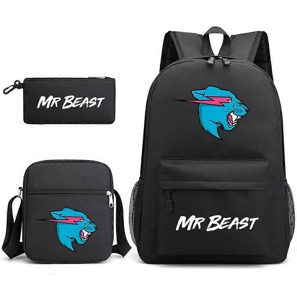 Mr Beast Lightning Cat Backpack Three-piece Digital Printing Backpack ...