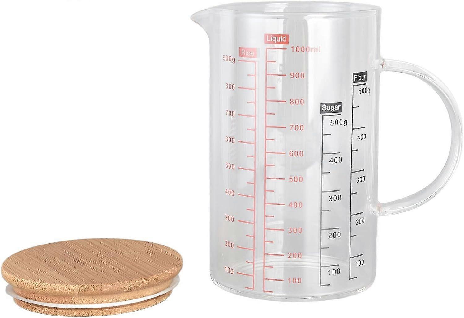 Glass Measuring Jug,1L Glass Measuring Cup V Shaped Nozzle Clear Scale ...