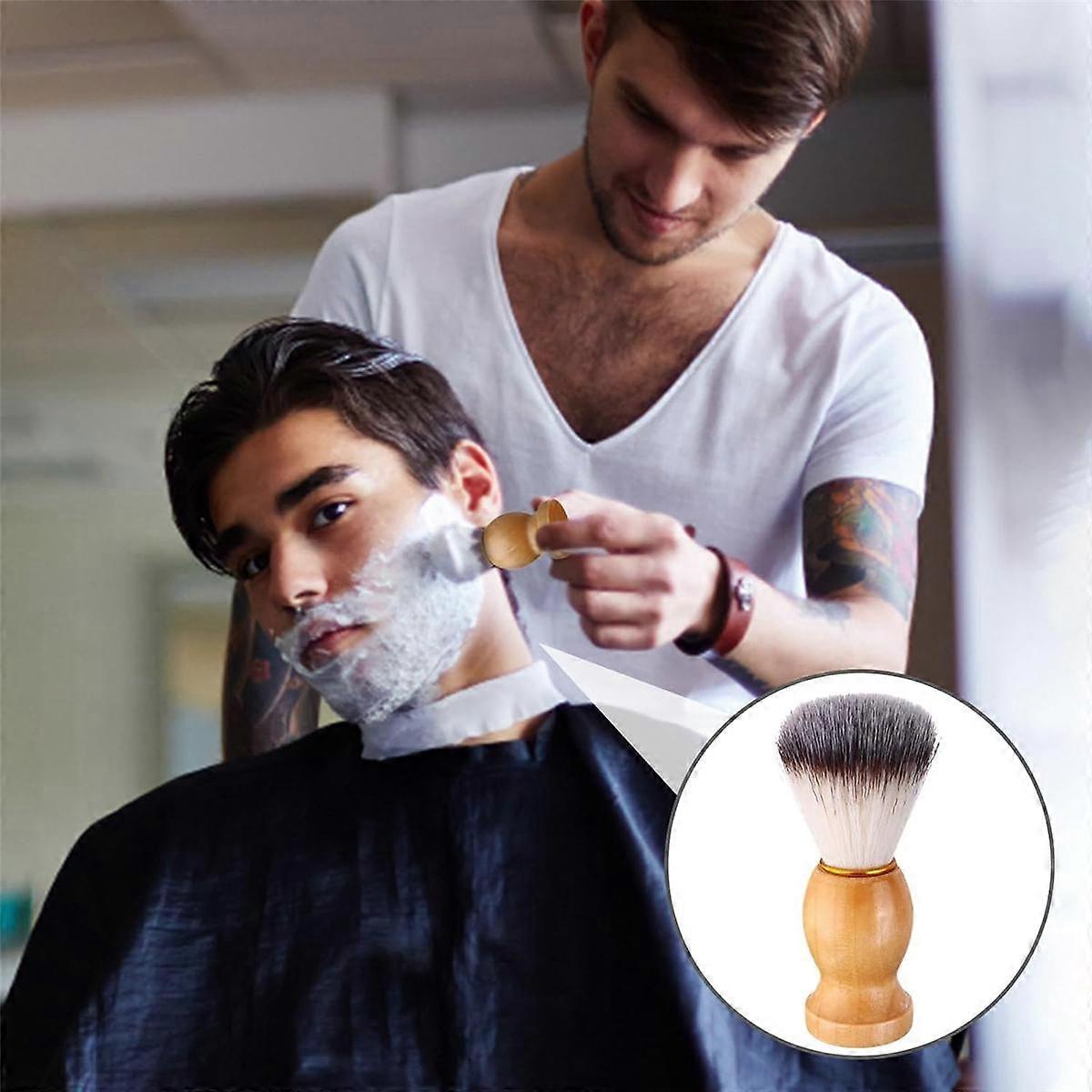 7Pcs Men Shaving Brush Wood Handle, Salon Tools Hand Crafted Shaving ...