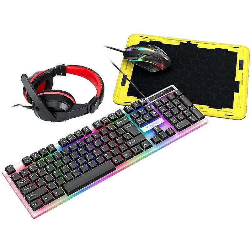 Type A T-WOLF TF240 Wired Headphone Backlight Keyboard Mouse Set with ...