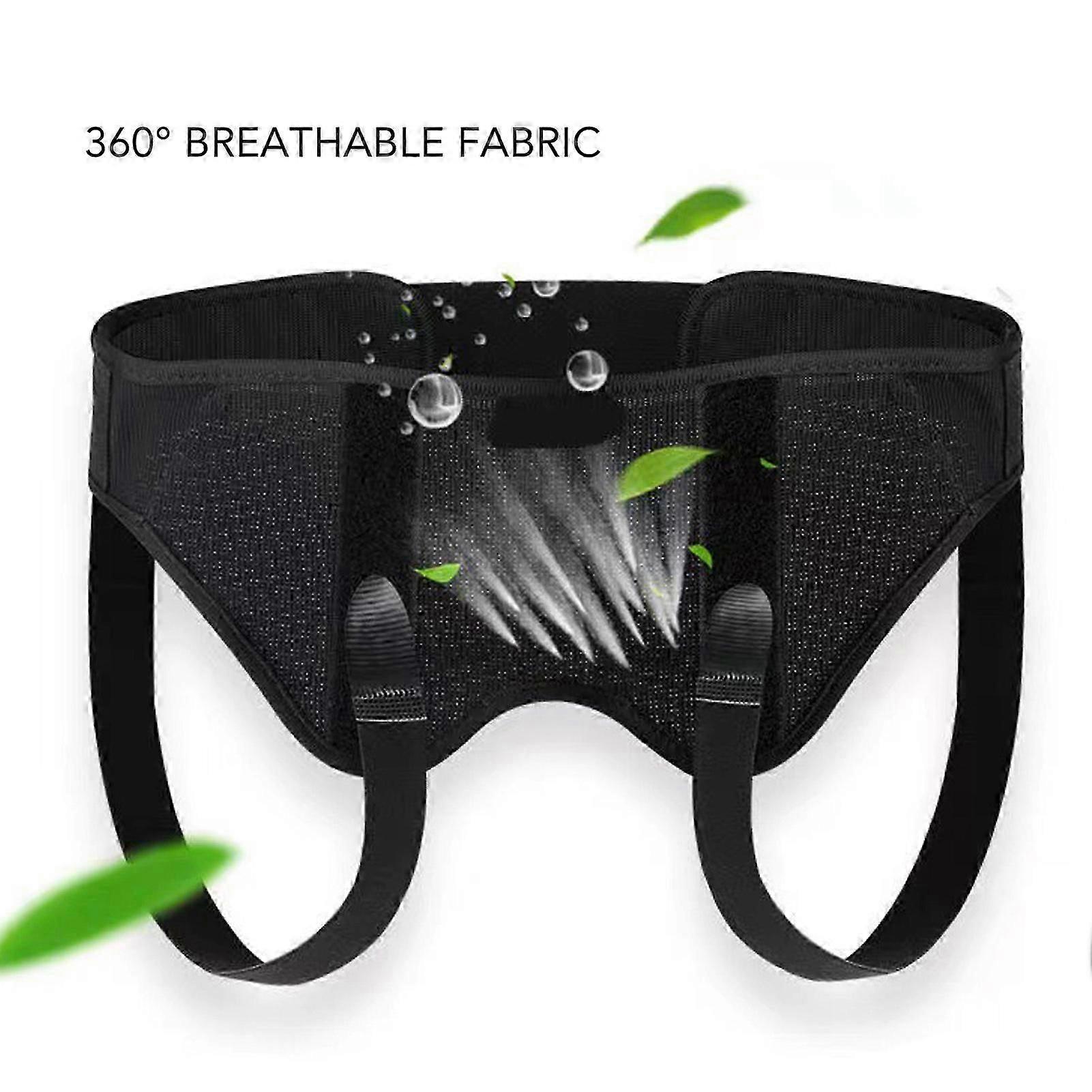 Double Inguinal Hernia Brace Fixation Soft Compression Black Elastic ...