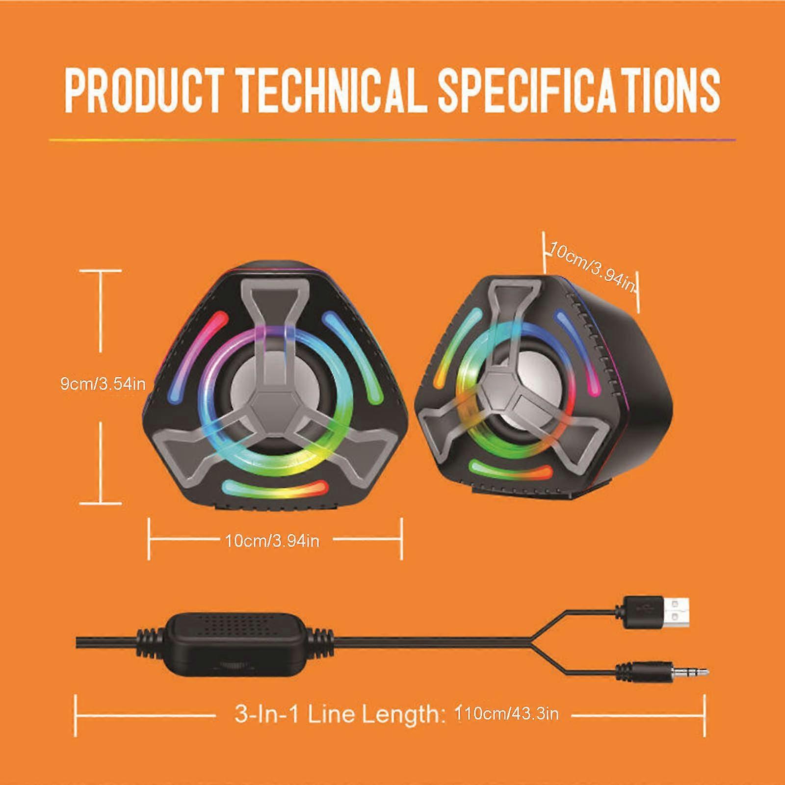 Light Emitting Computer Speaker USB Mobile Phone Laptop Desktop Mini ...