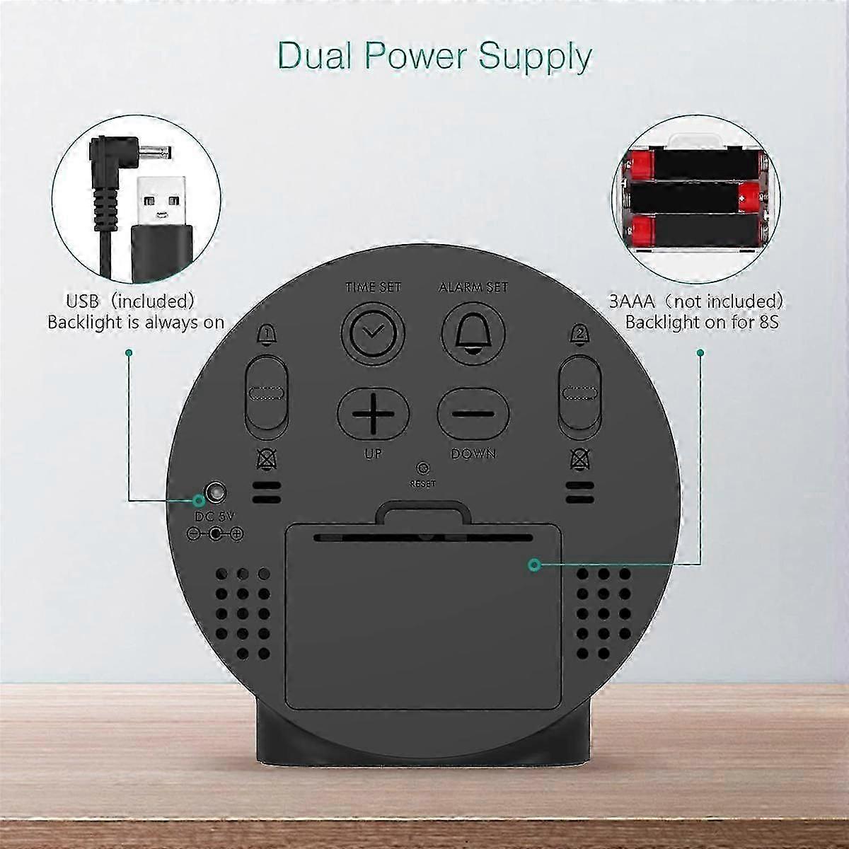 Alarm Clock Digital Travel Alarm Clocks Bedside Battery Mains Powered ...