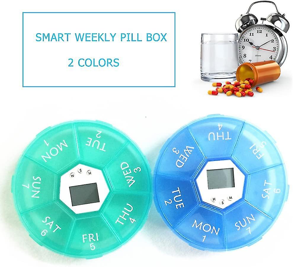 Portable Smart Pill Box, Weekly Pill Dispenser With Alarm, 7-day ...