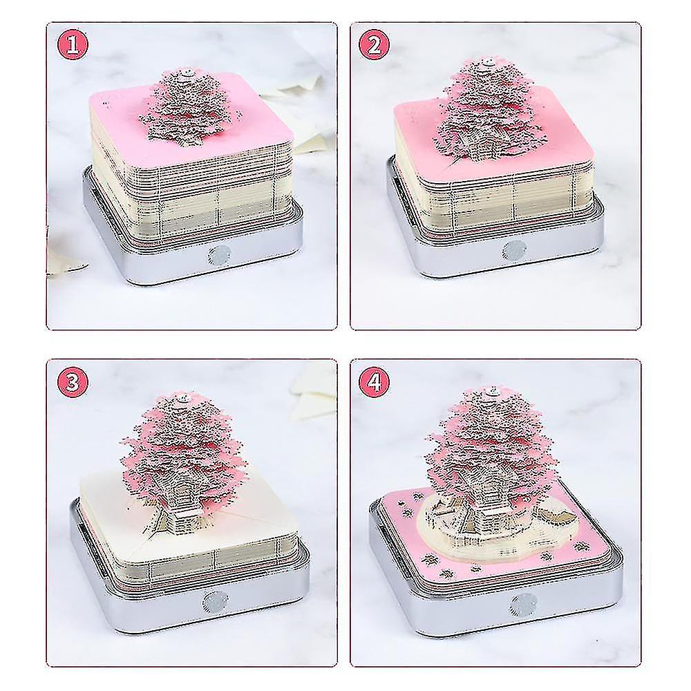 Block 3d Notepad 3d Calendar 2024 Sakura Treehouse Table Calendar With ...