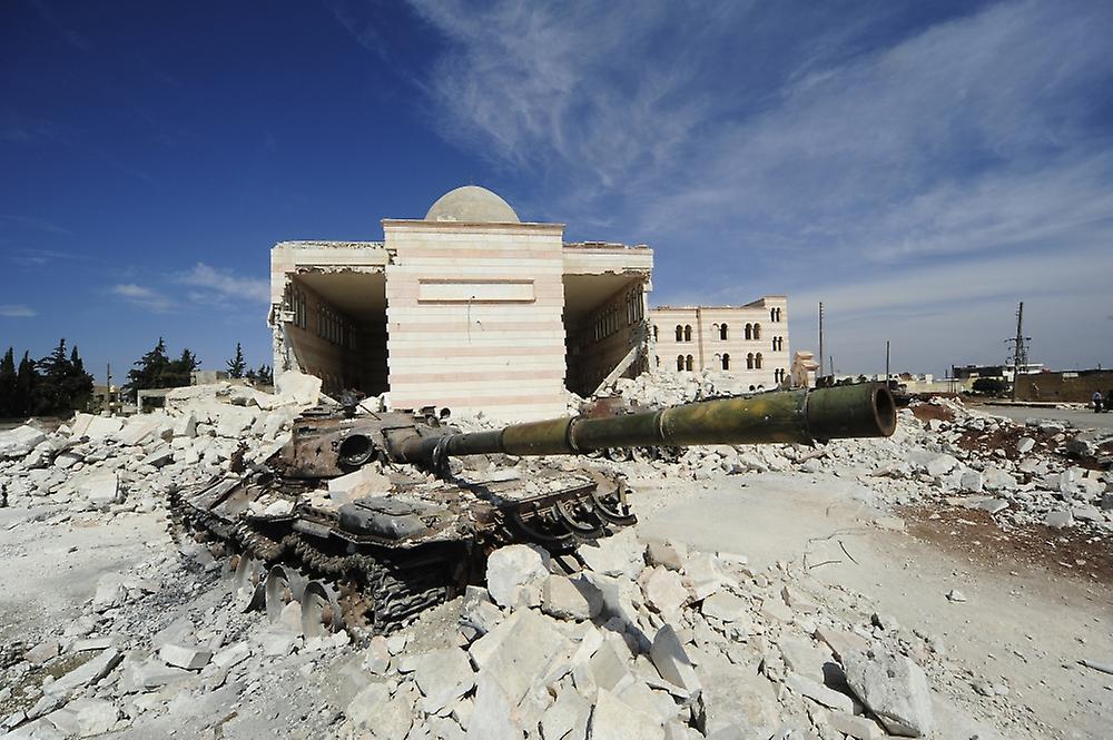 A Russian T-72 main battle tank destroyed in Azaz, Syria. Poster ...
