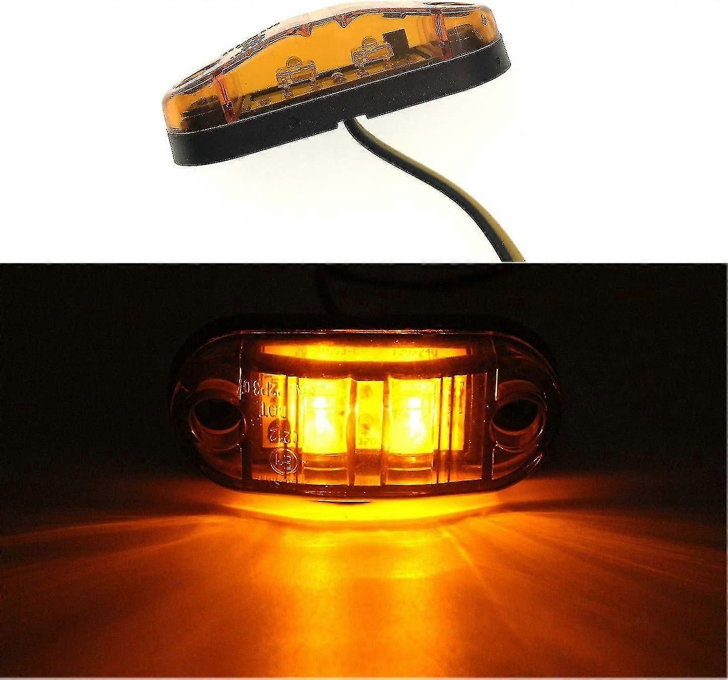 6 X Orange Amber Led Side Marker Lights 12v 24v, Front Indicator Light ...